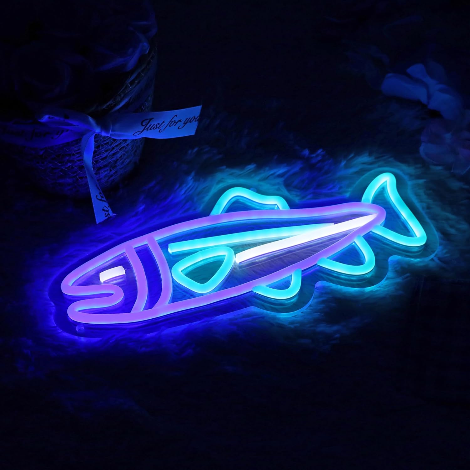 Amazon.com : Salmon Fish Neon Sign Sea Art Neon Light Fish LED Neon ...
