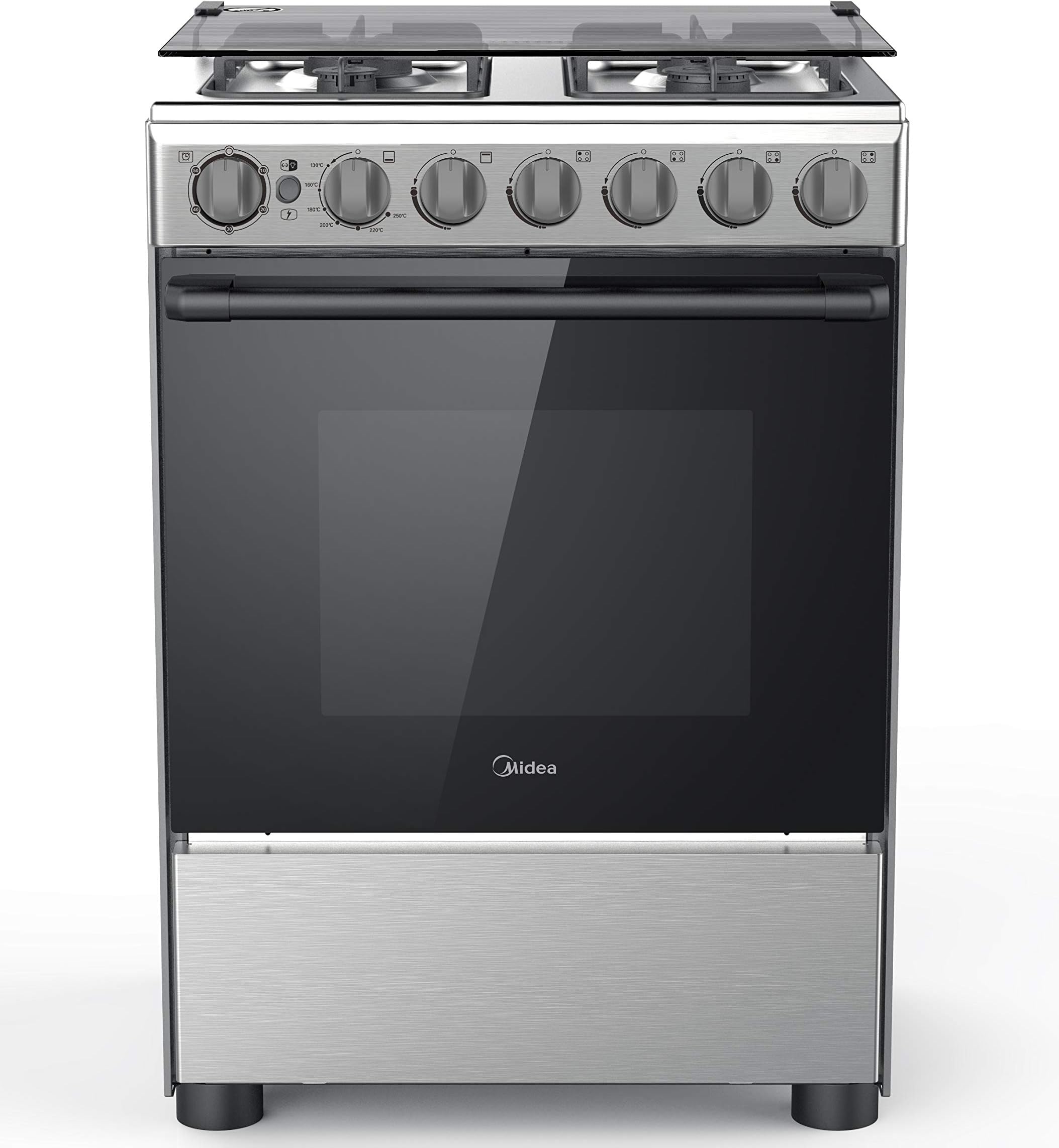 Midea 60x60cm Freestanding Cooker, Full Gas Cooking Range with 4 ...