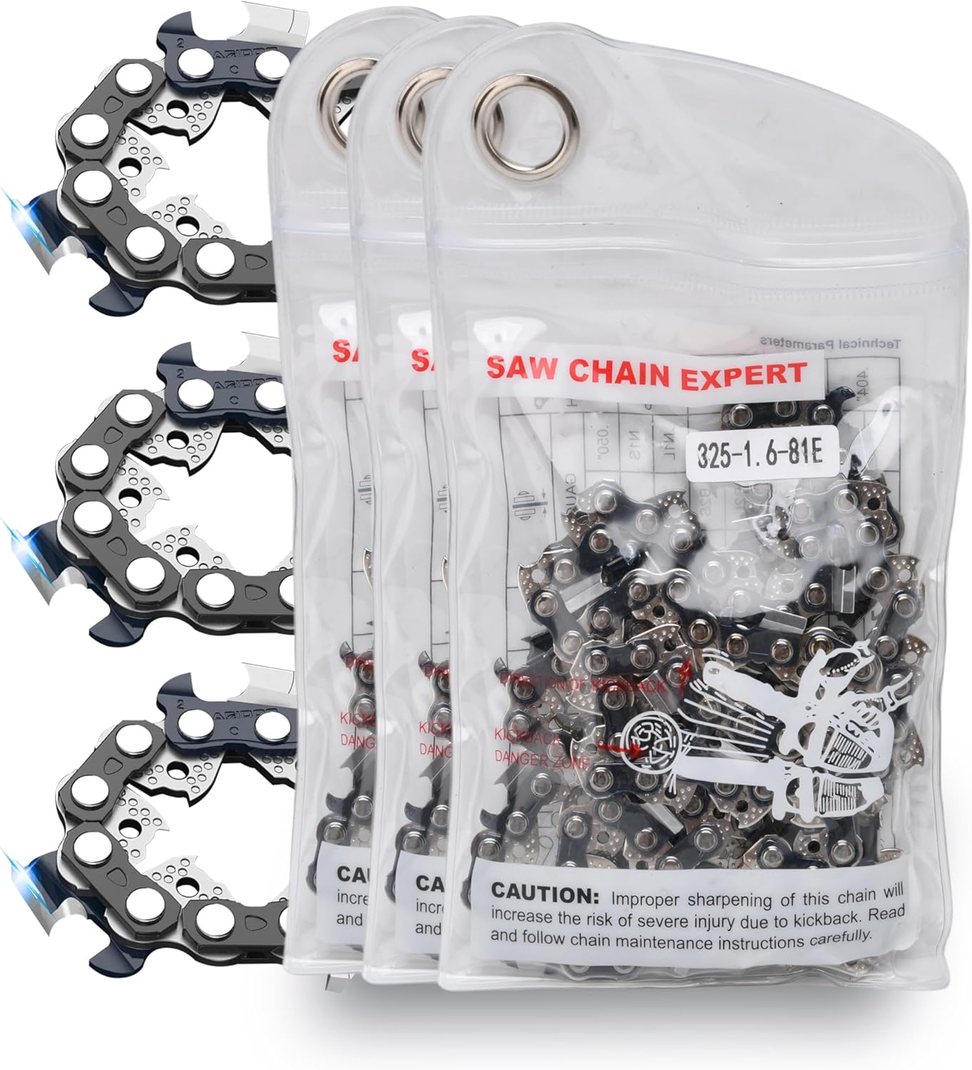 Amazon.com : 3 Pack 20 Inch Chainsaw Chain 81 Drive Links .063" Gauge, 325" Pitch, Replacement ...