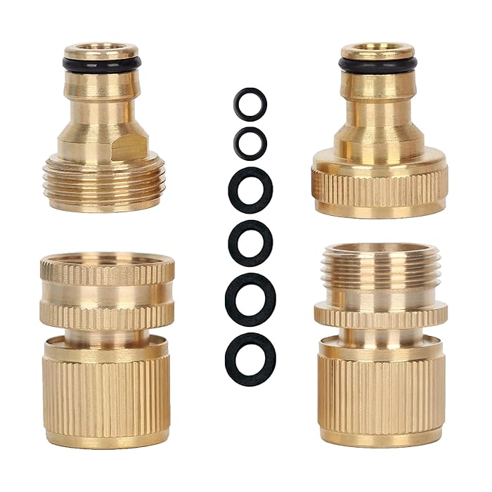 Buy 4 Pack Brass Garden Hose Tap Connectors- Expandable Garden Hose ...