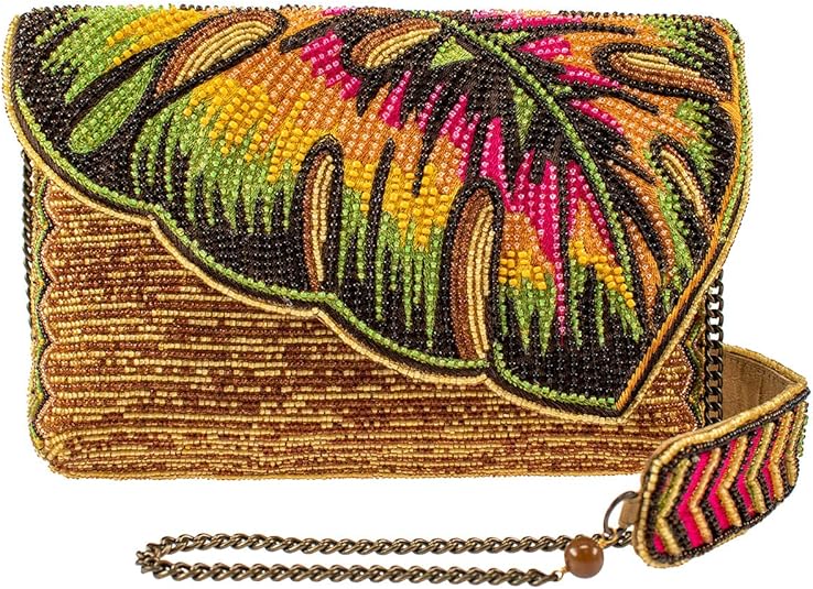 Mary Frances Made in the Shade Beaded Tropical Leaf Crossbody Clutch ...