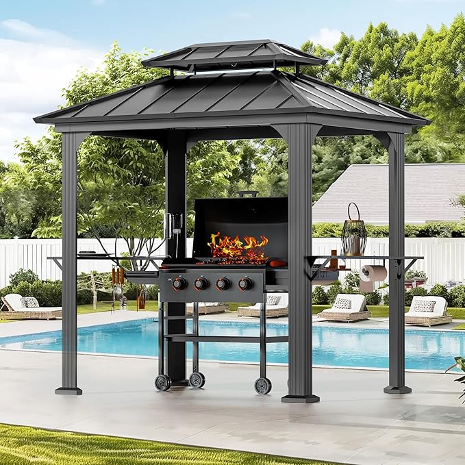 Amazon.com : Modern Shade Grill Gazebo 6' X 8', Aluminum BBQ Gazebos ...