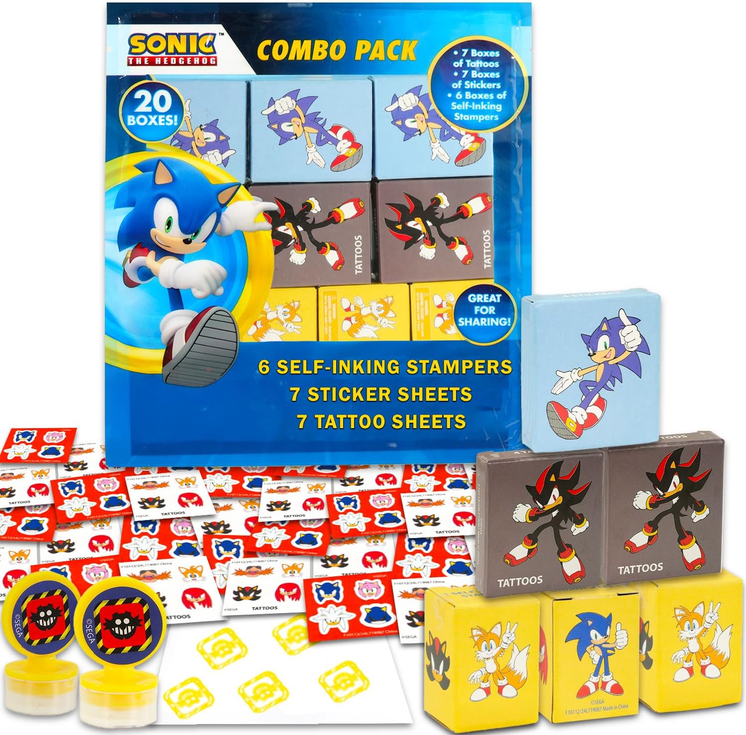 Amazon.com: Sonic The Hedgehog Sonic Party Favors for 20 Guests Bundle ...