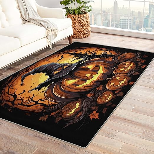 Amazon.com: Halloween Rug 3x5 ft, Pumpkin Area Rug, Spooky Rugs for ...