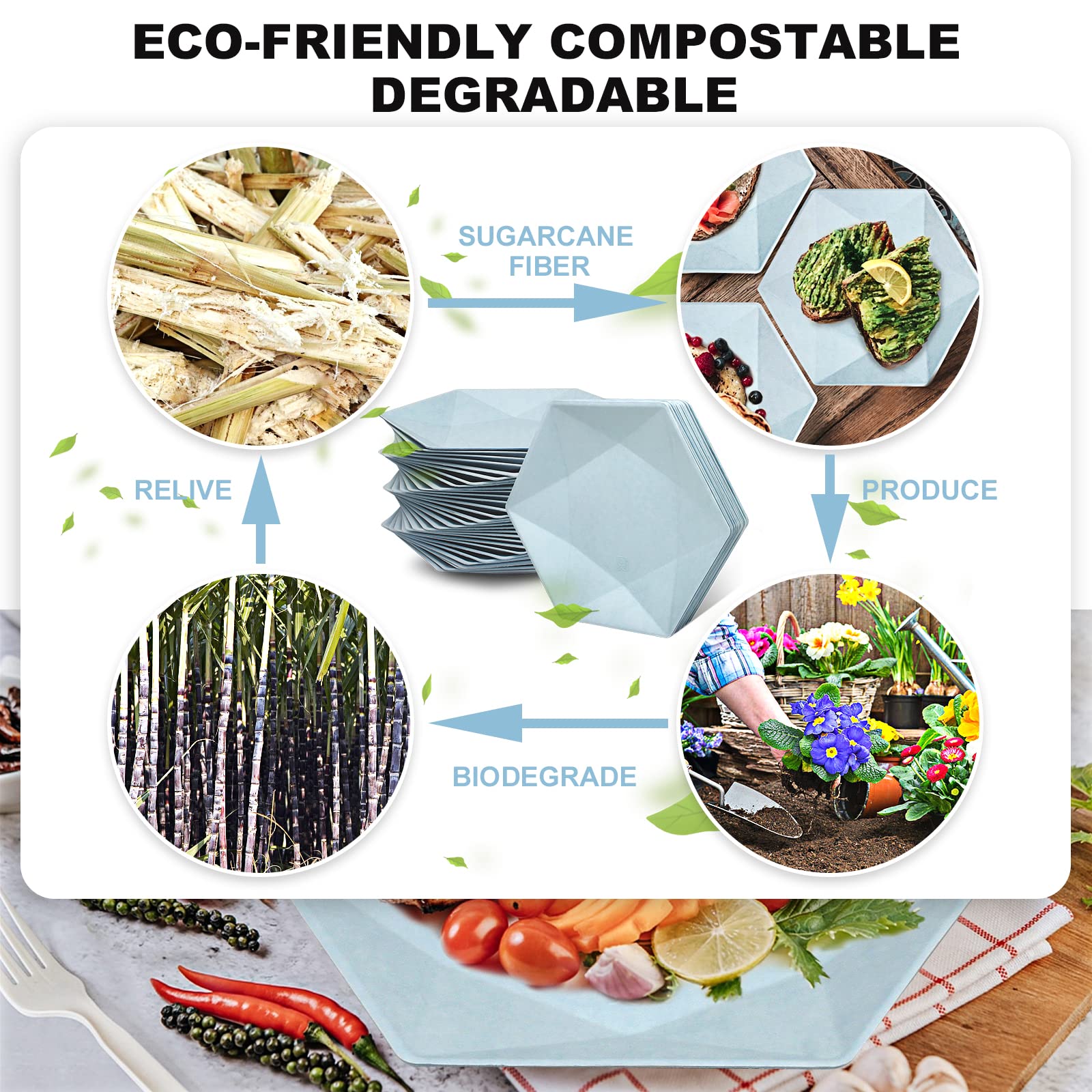 Snapklik.com : Disposable Paper Plates, 30 Pack 8 Inch Compostable ...