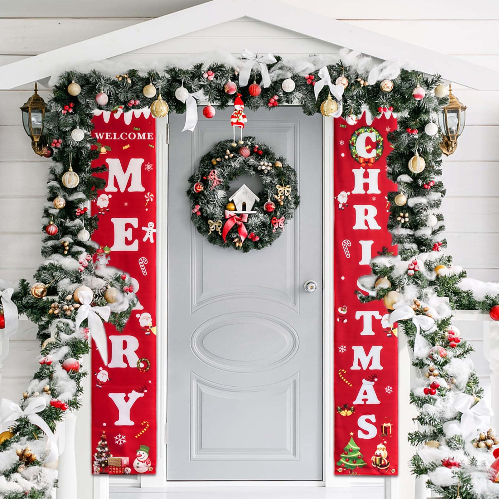Amazon.com : YUG Merry Christmas Banner Front Porch Decorations Outdoor ...