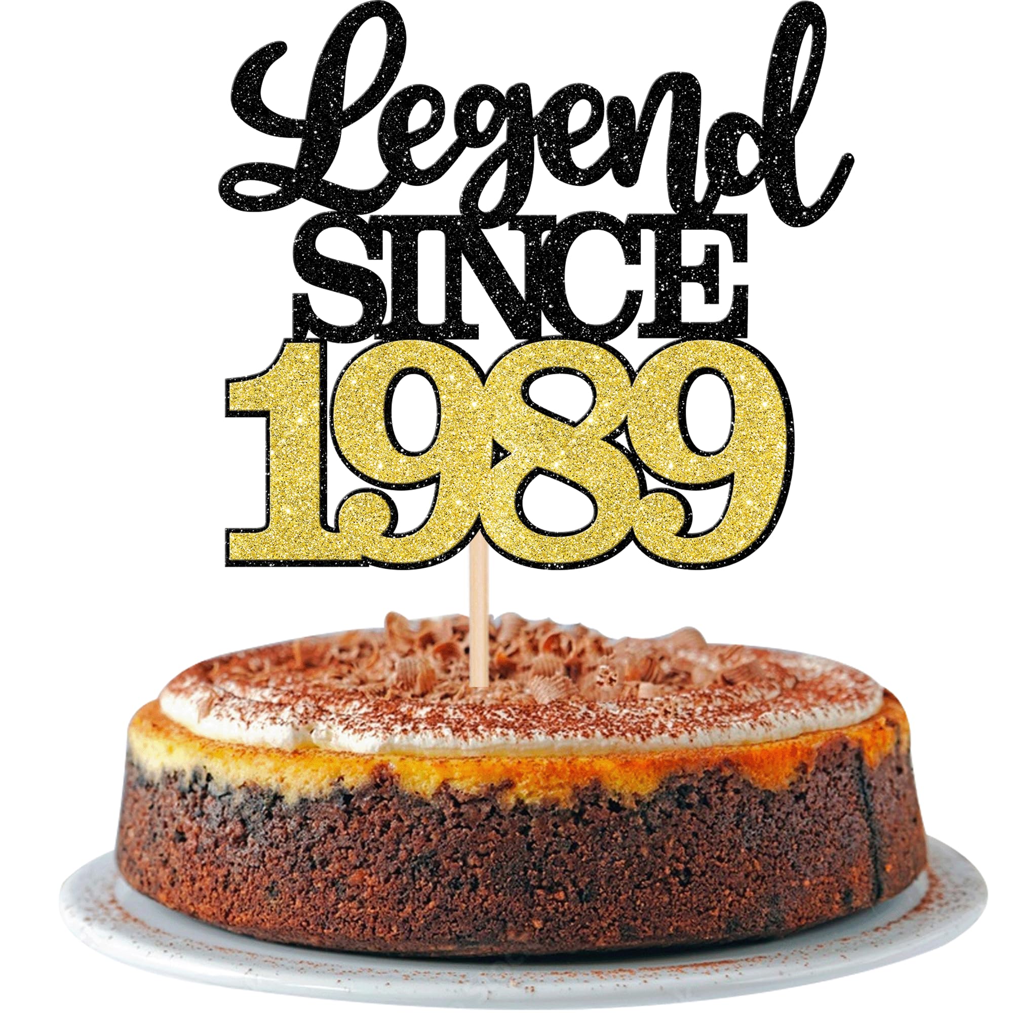 Amazon.com: 1 PCS Legend Since 1989 Cake Topper Black Gold Glitter ...