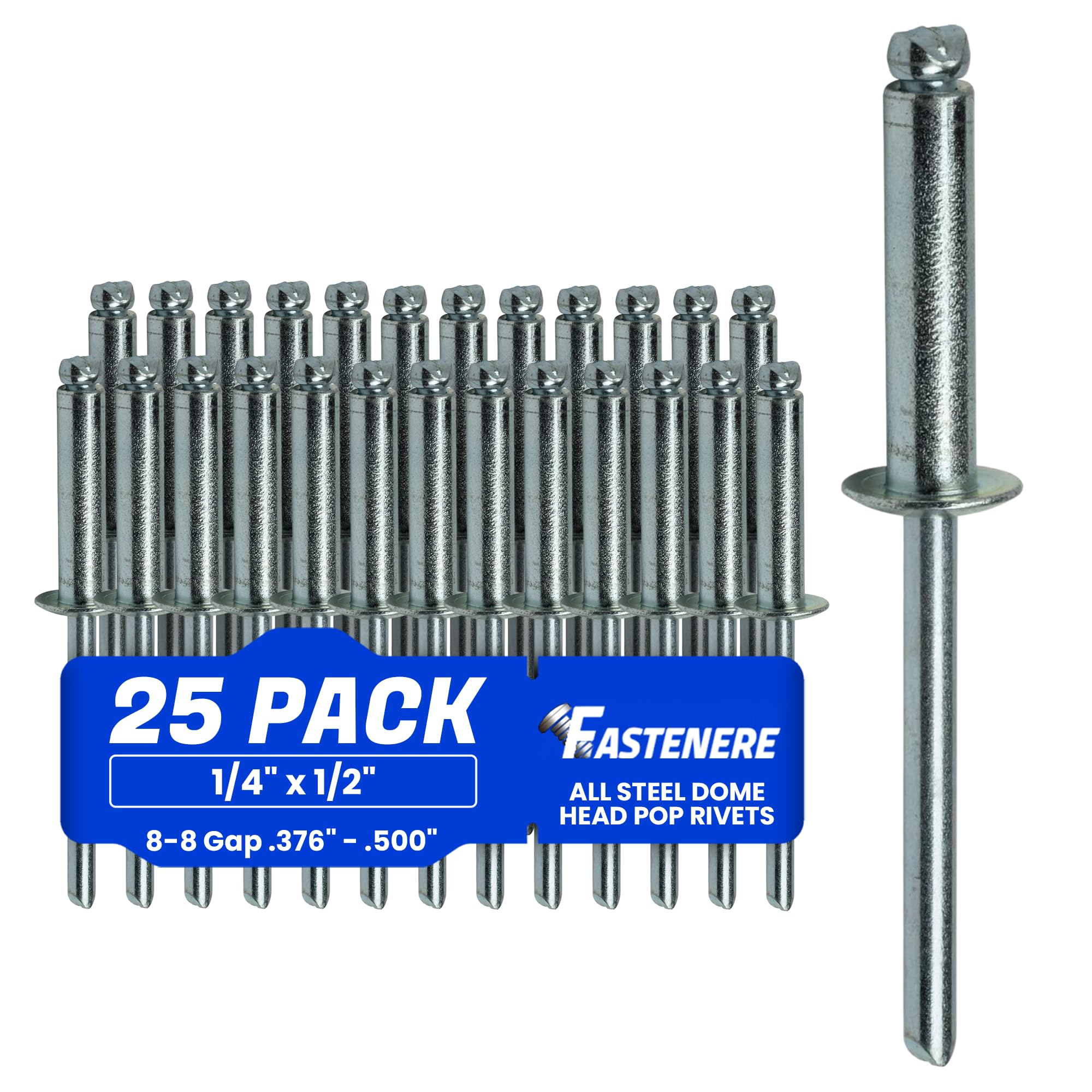 Amazon.com: Fastenere Pop Rivets - 1/4" x 1/2" (25pcs) Heavy Duty, Open ...