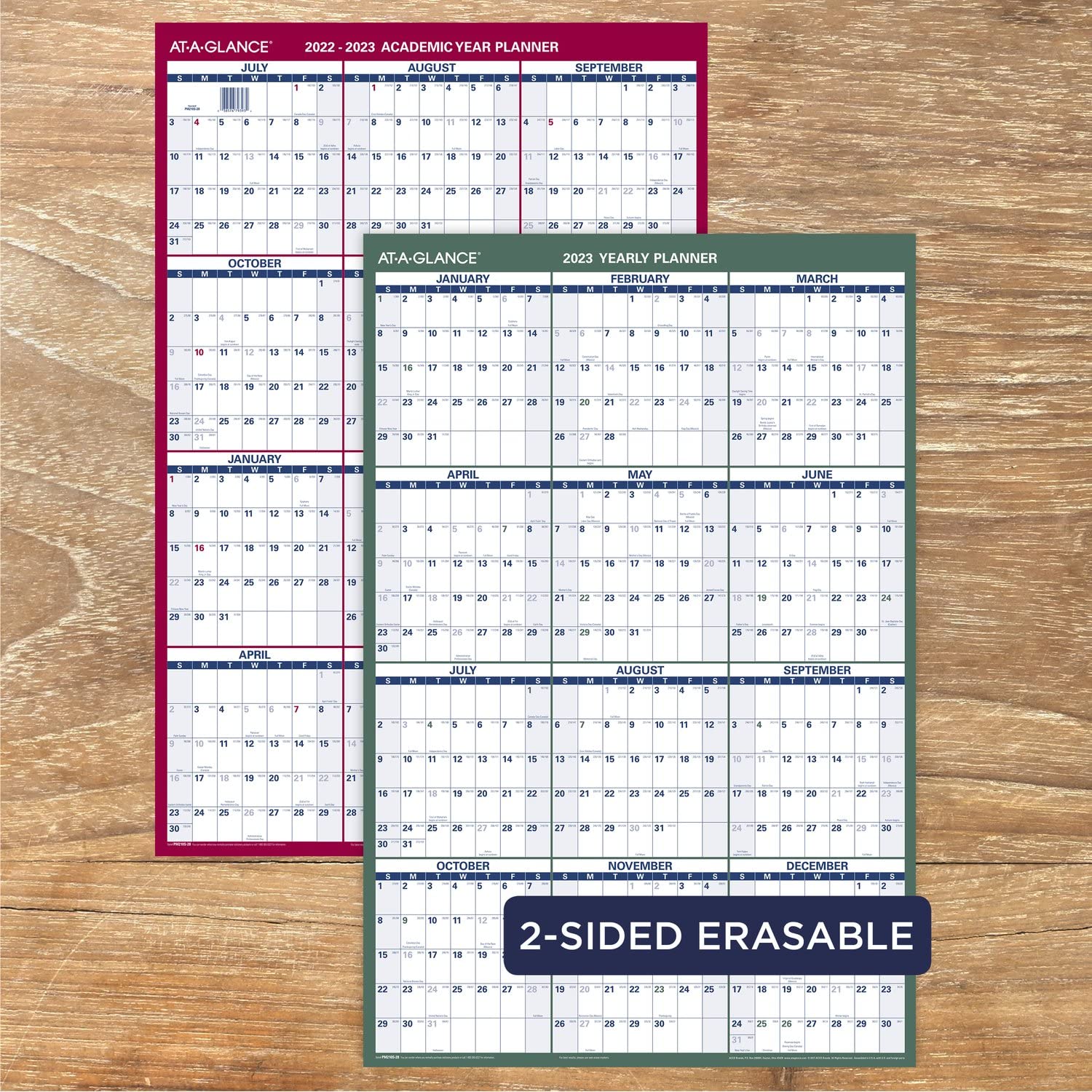 AT-A-GLANCE 2022-2023 Erasable Calendar, Dry Erase Wall Planner, 24" x ...