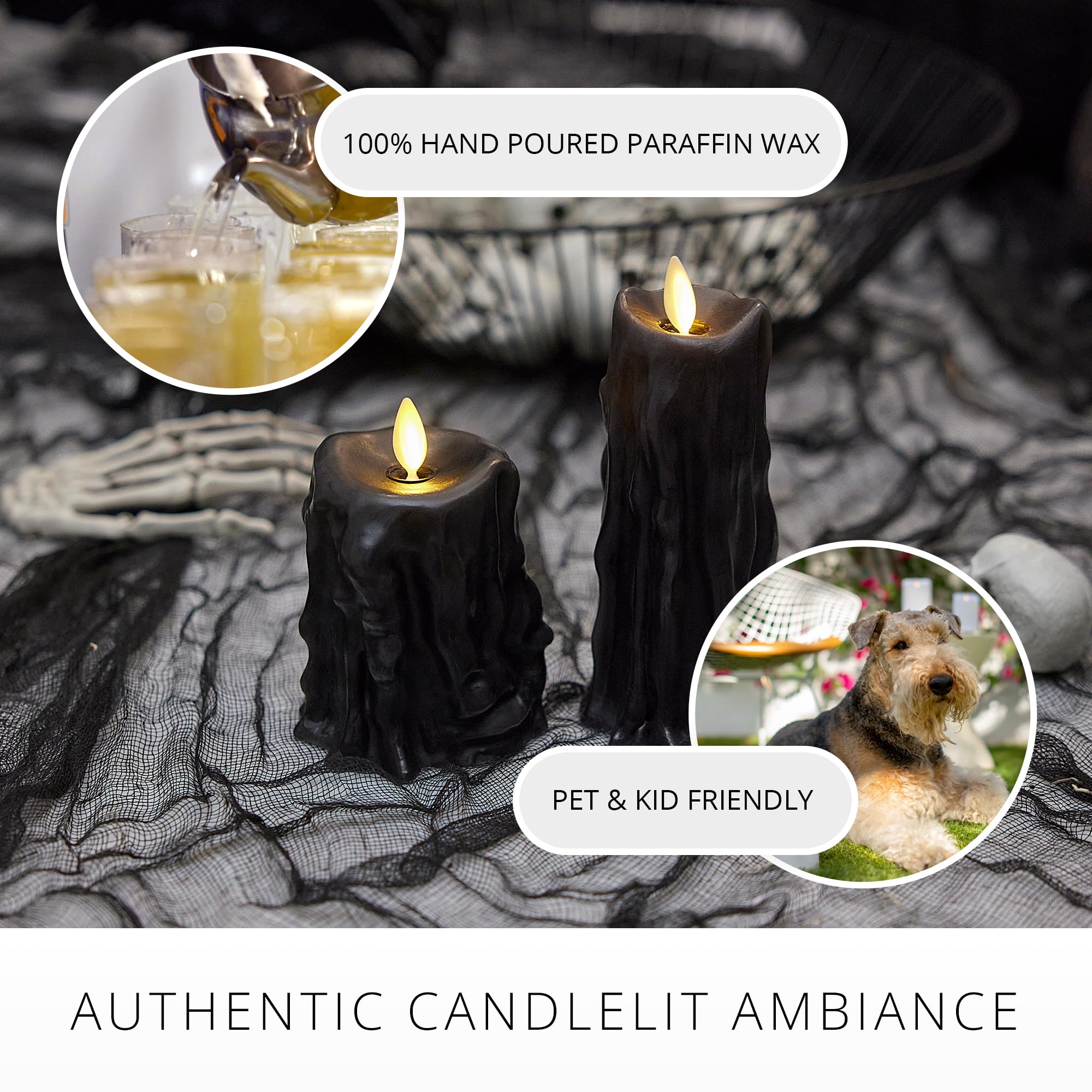 Snapklik.com : Heavy Wax Drip Flameless LED Candle, Black 3.4" X 4.5 ...