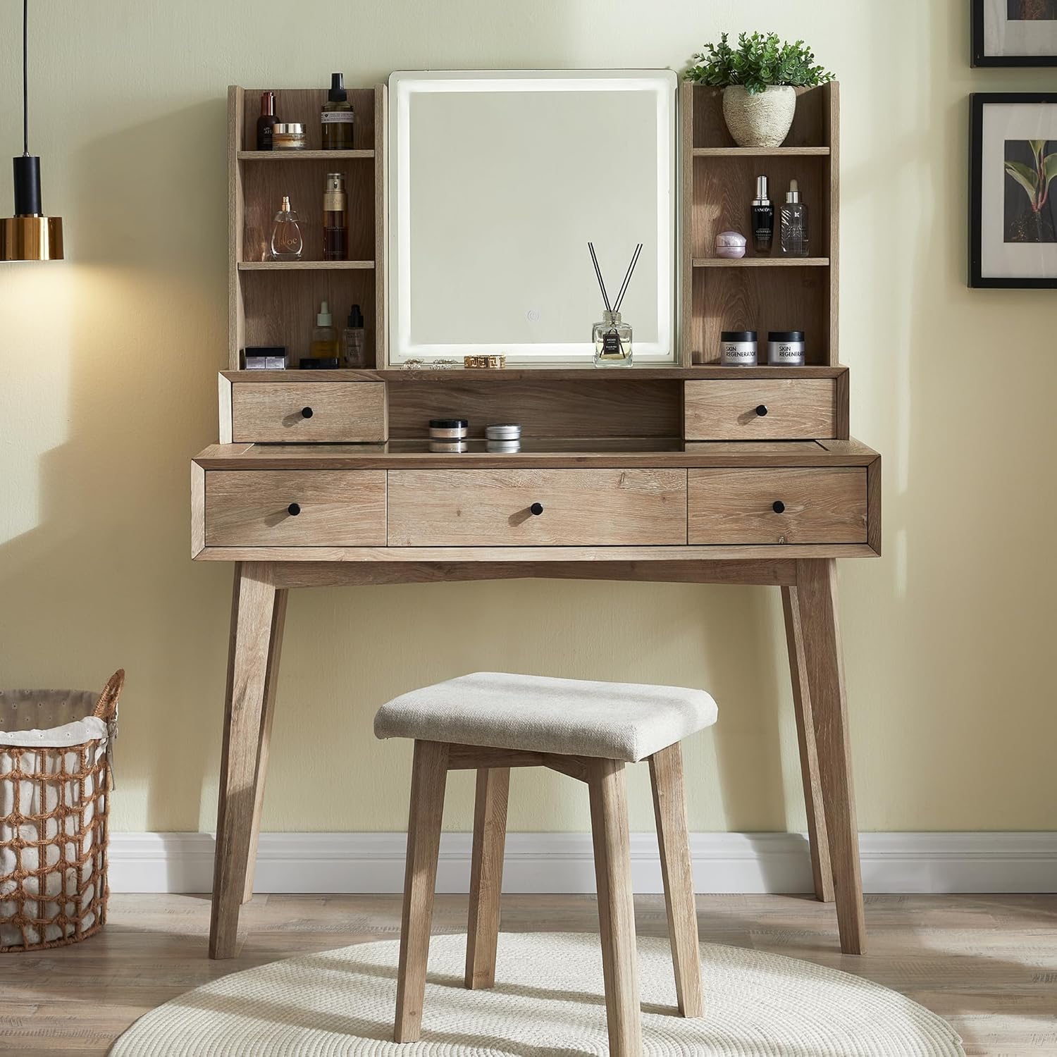 Amazon.com: T4TREAM Vanity Desk with Mirror and Lights,Makeup Vanity ...