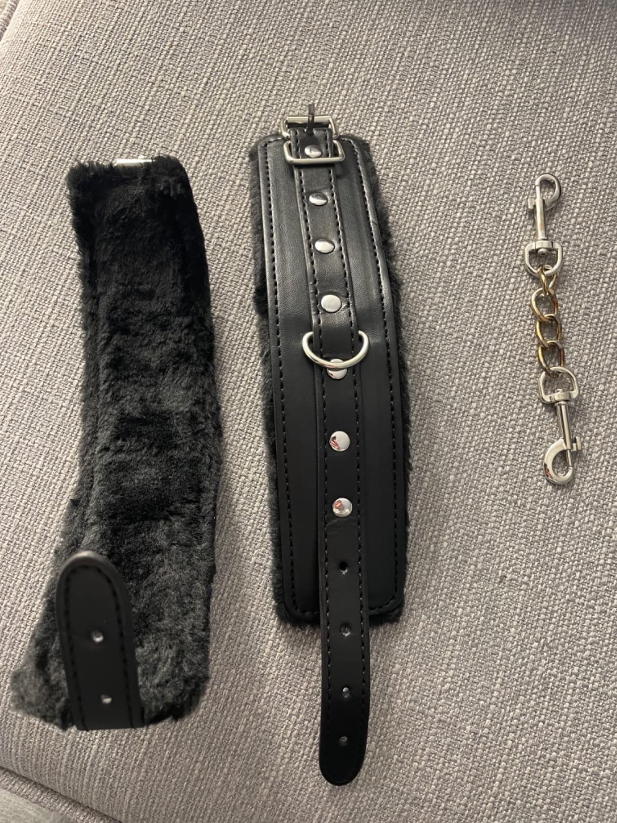 Wrist Handcuffs punk goth leather handcuffs detachable with soft plush ...