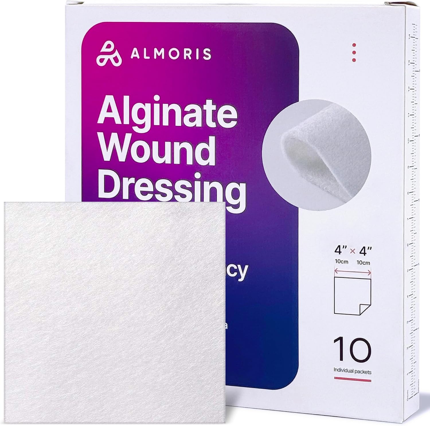 Amazon.com: ALMORIS 4" x4” Calcium Alginate Wound Dressing - 10-Packed ...