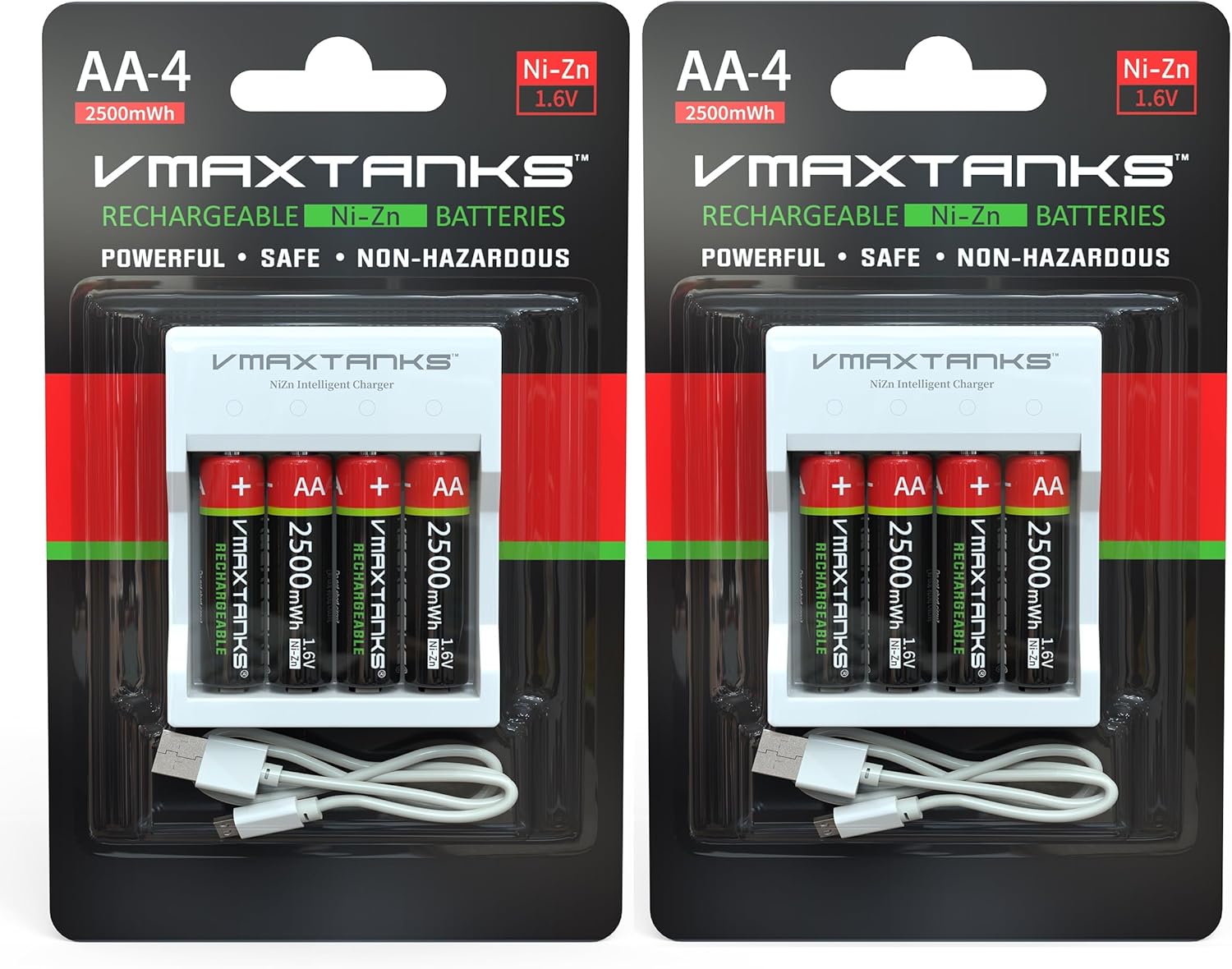 Amazon.com: VMAX AA-4CH Ni-Zn Rechargeable AA 4 Pack Batteries for High ...