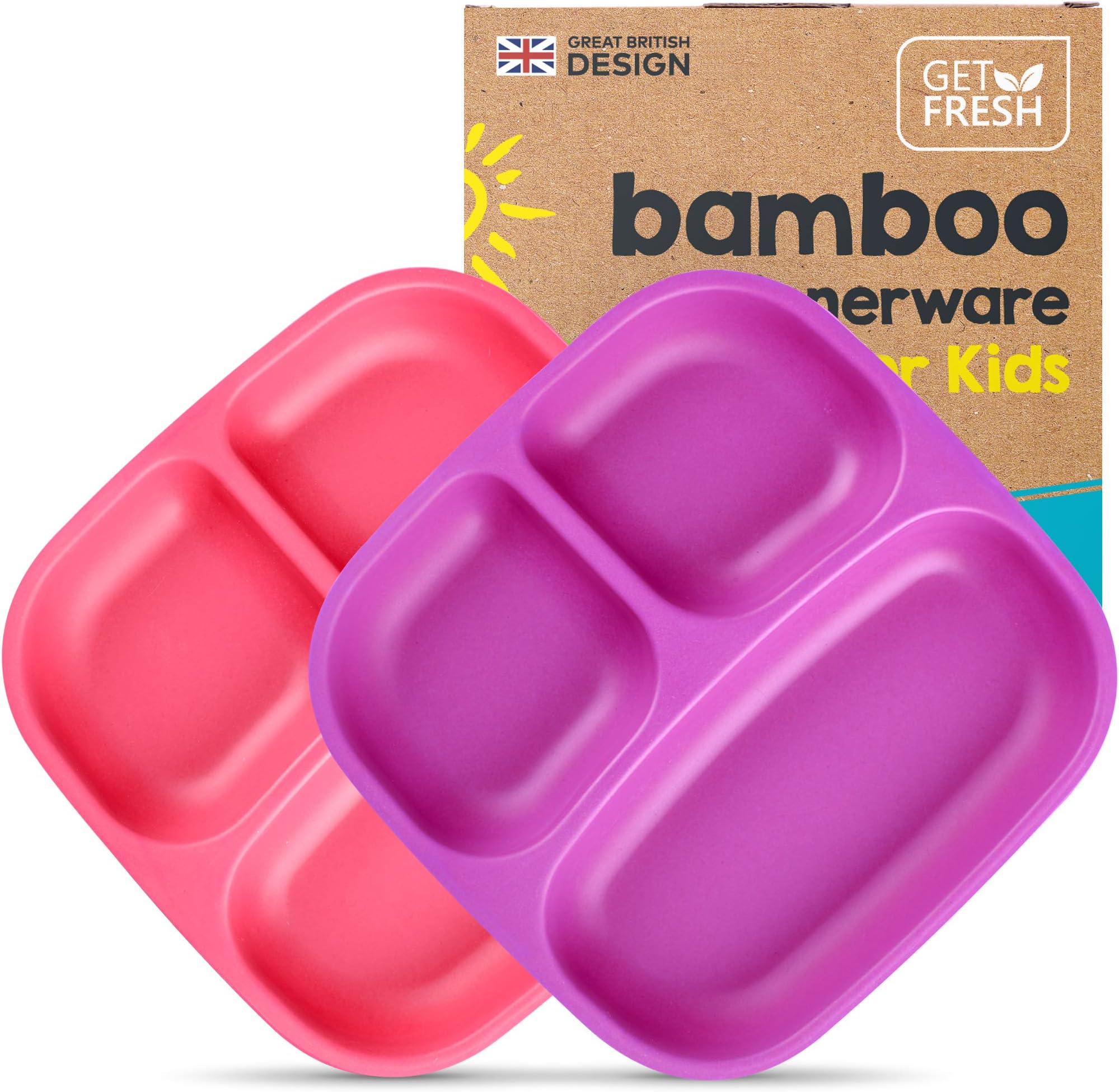 Amazon.com: GET FRESH PLA Kids Divided Plates Set – 2-pack Melamine ...