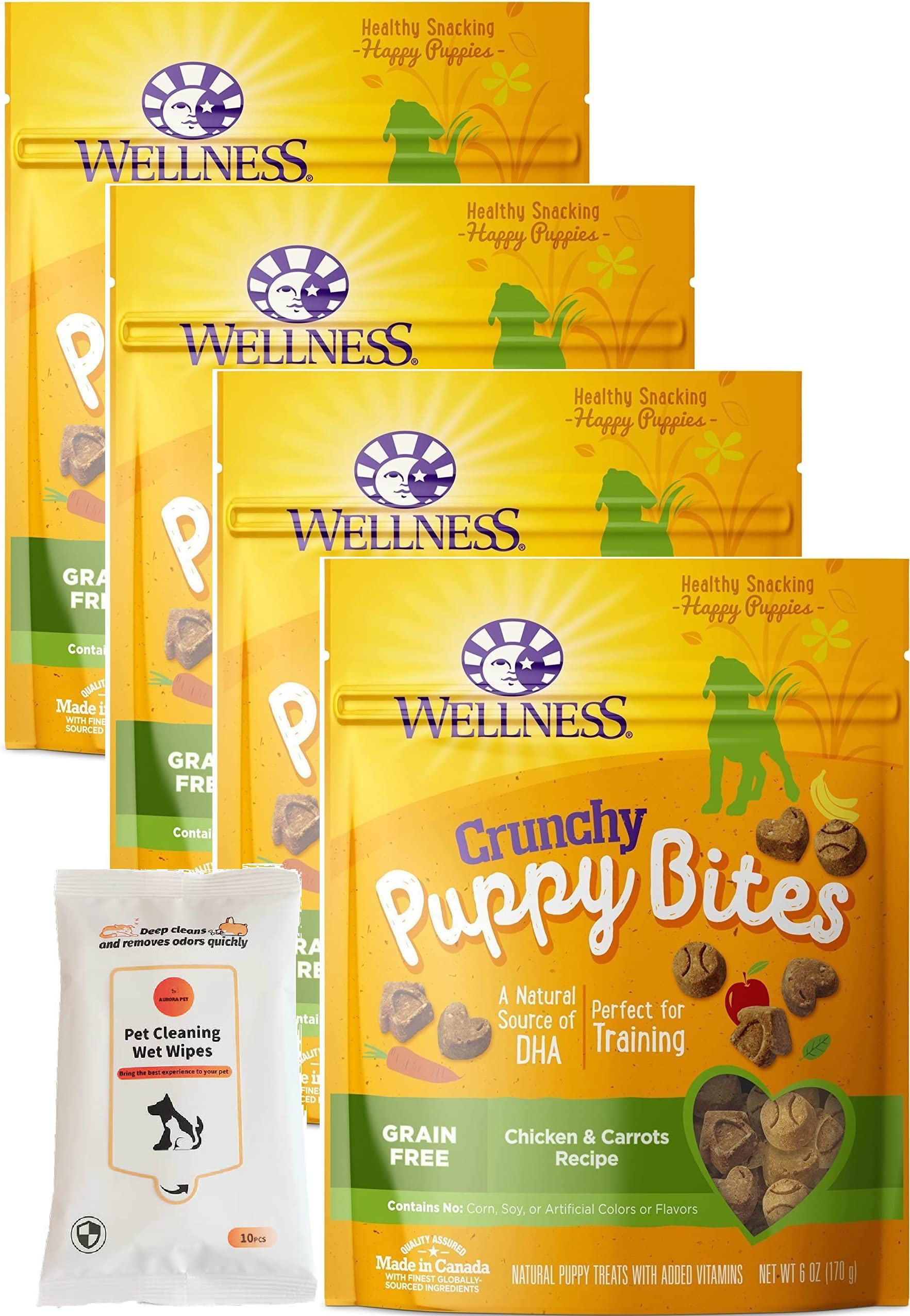 Amazon.com : Aurora Pet Bundle Set (4) Wellnes Crunchy Puppy Bites ...