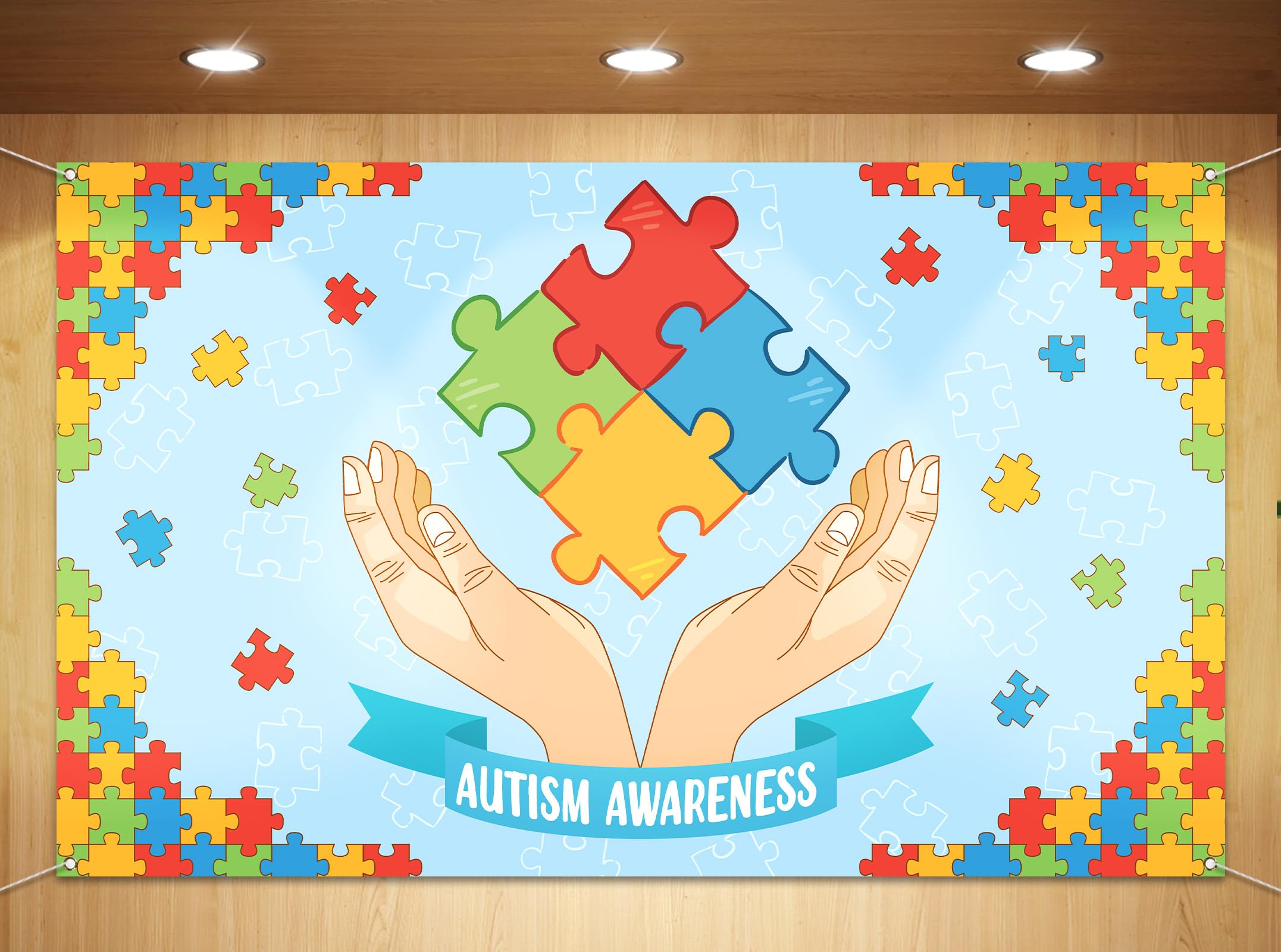 Amazon.com : Sunwer Autism Awareness Photo Booth Backdrop Puzzle Piece ...