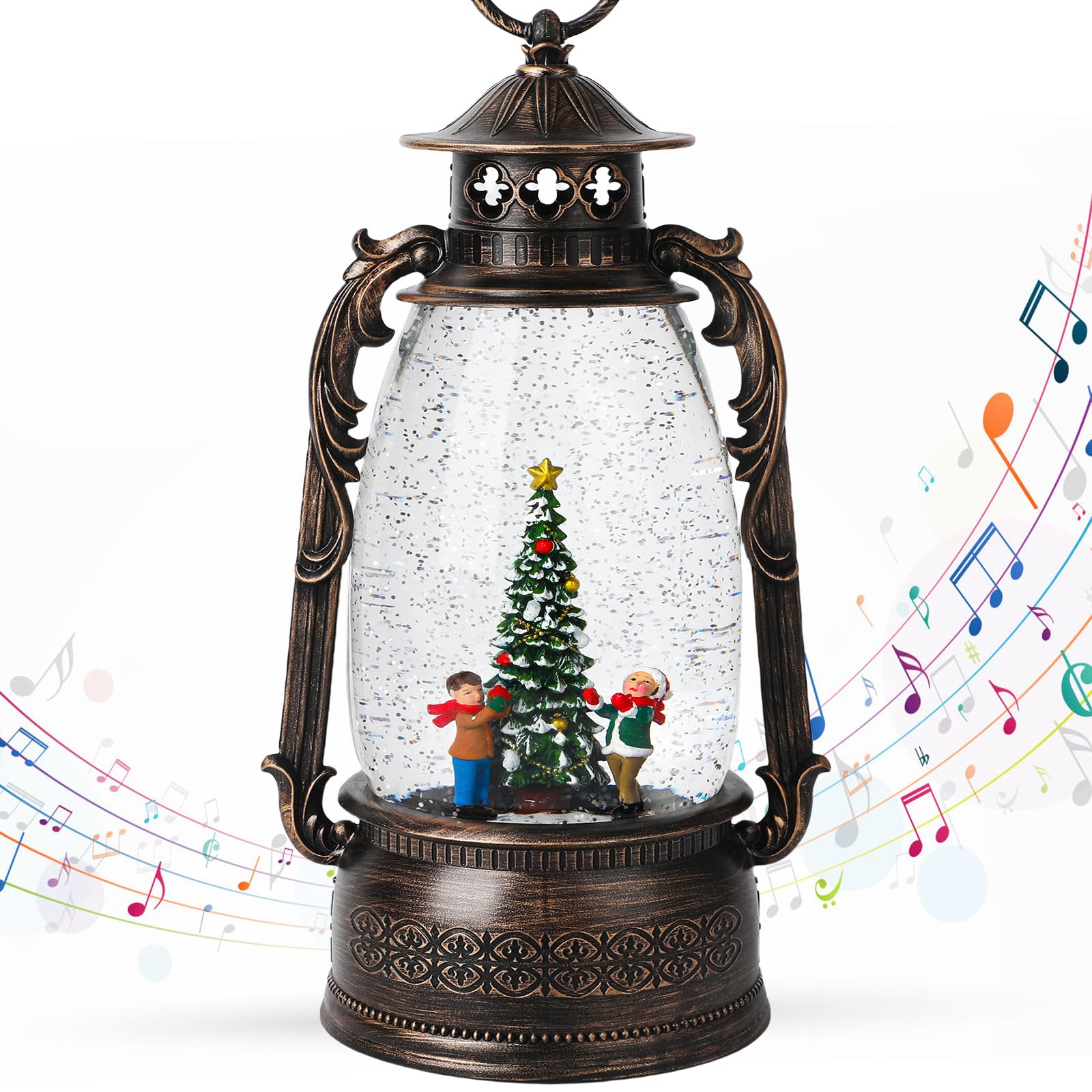 Amazon.com: Christmas Snow Globe Lantern, Christmas Tree Scene Lighted ...