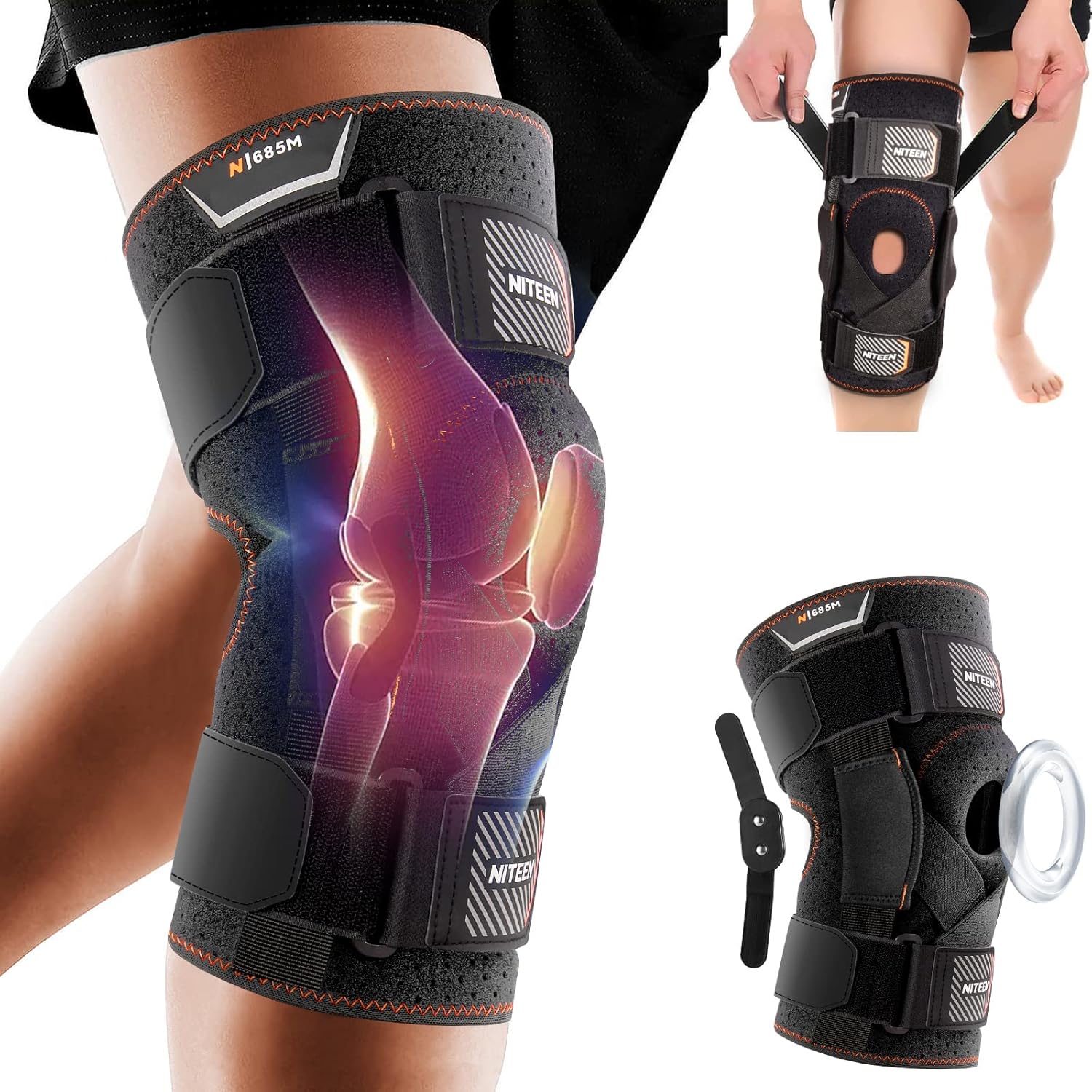 Amazon.com: NITEEN Knee Brace for Knee Pain Women Men Hinged Knee Brace ...
