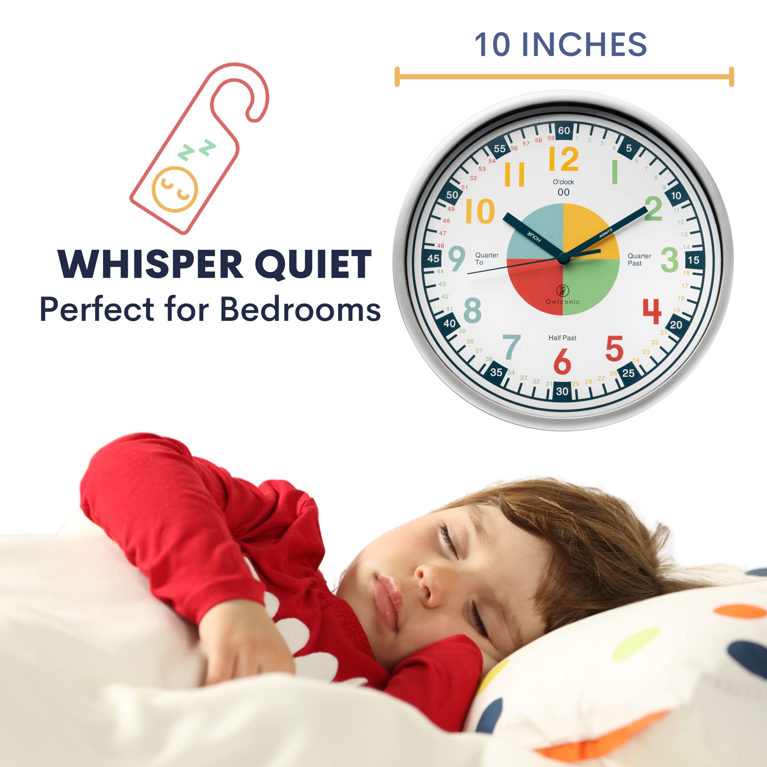 Buy OWLCONIC Telling Time Teaching Clock - Kids Clock, Kids Room Decor ...