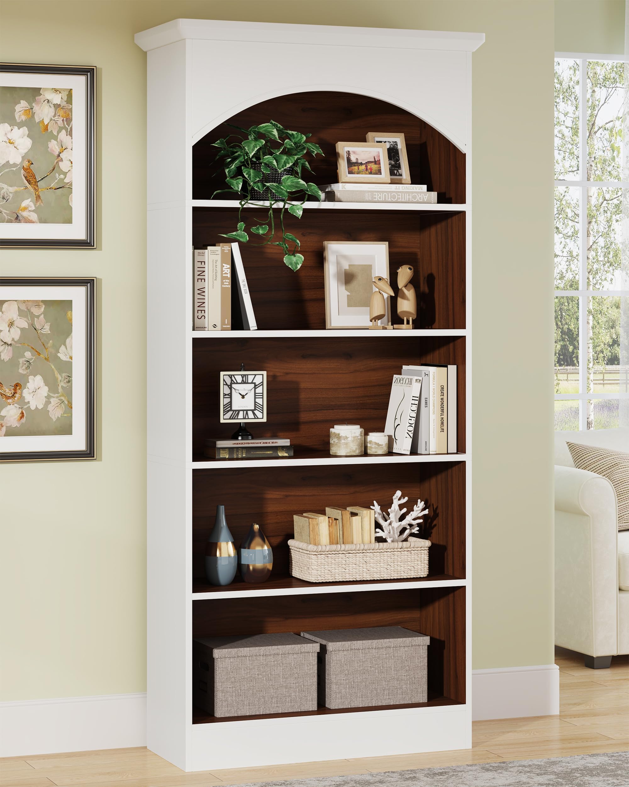 Amazon.com: Tribesigns 5-Shelf White Bookcase, 70.9'' Tall Bookshelf ...