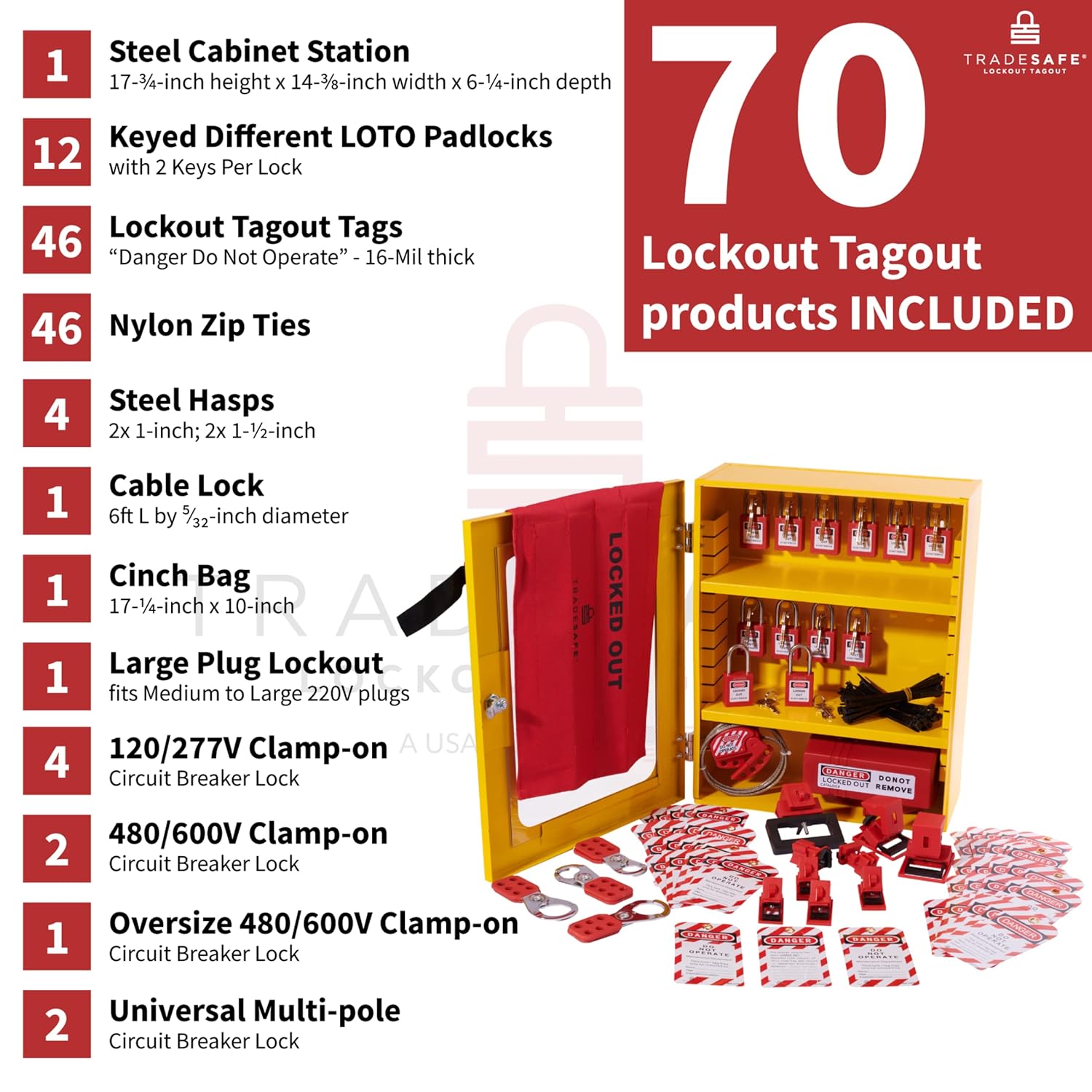 Buy TRADESAFE Lockout Tagout Cabinet - 70 Pieces Stocked Lockout Tagout ...