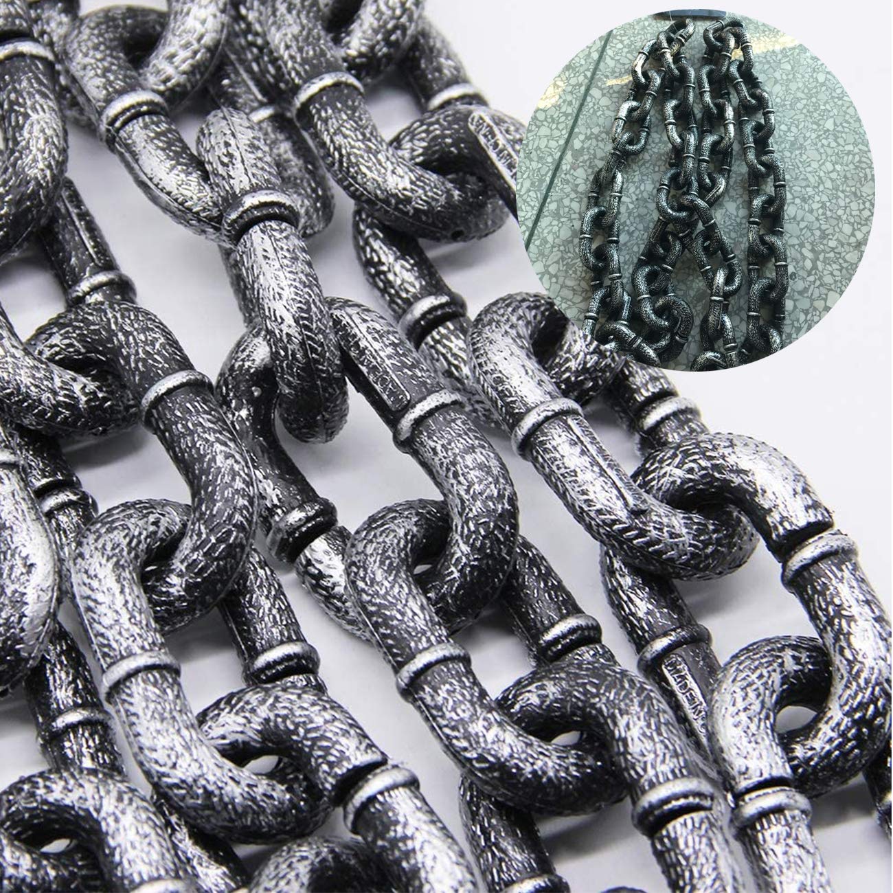 Snapklik.com : Halloween Chains Plastic 5.9ft Silver And Black Chain ...