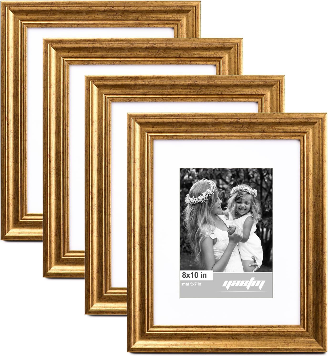 Amazon.com - MOUDAMION Wood 8x10 Frame Gold, Ornate Natural Wooden ...