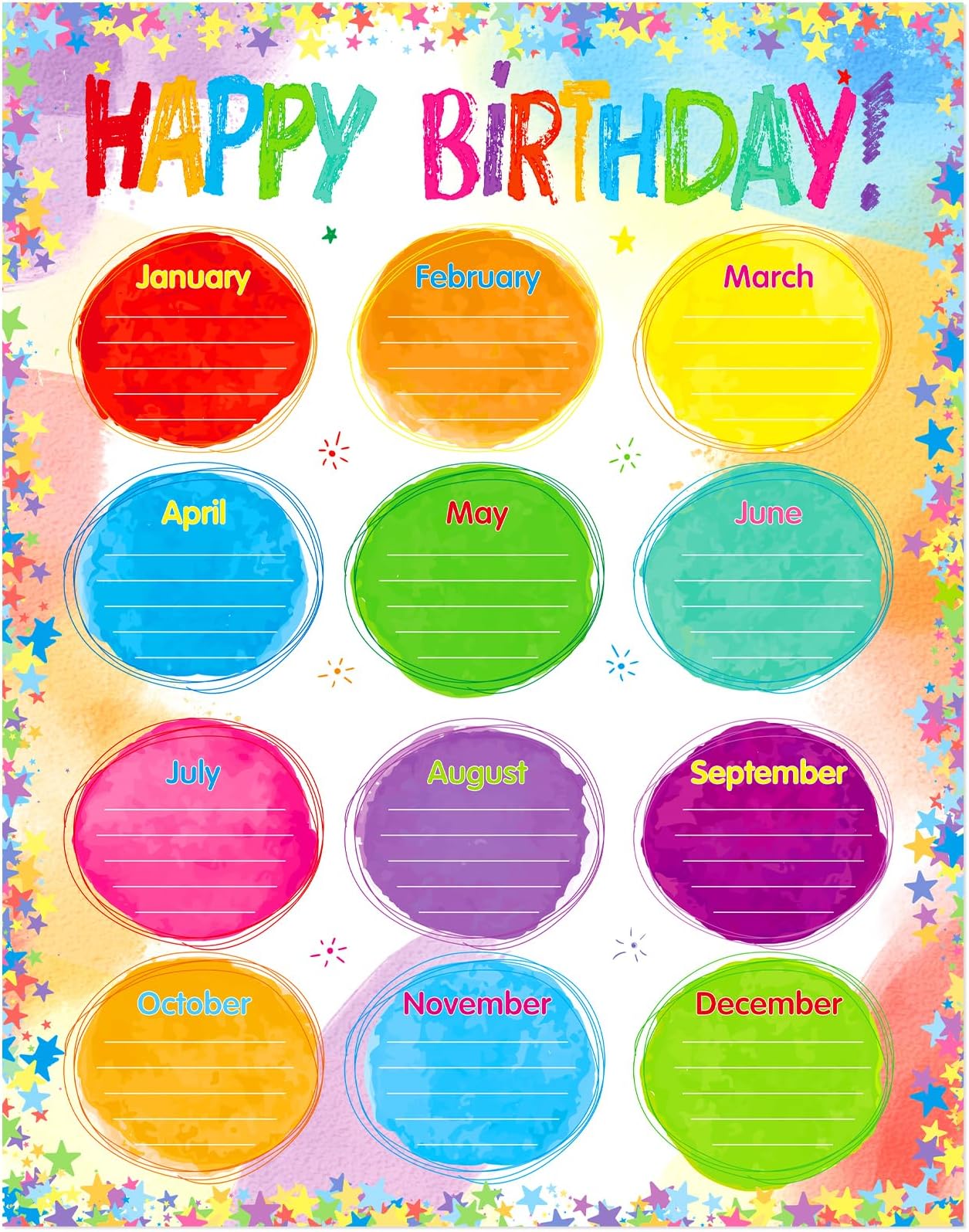 Amazon.com: Whaline 2 Pack Classroom Birthday Poster Chart Happy ...