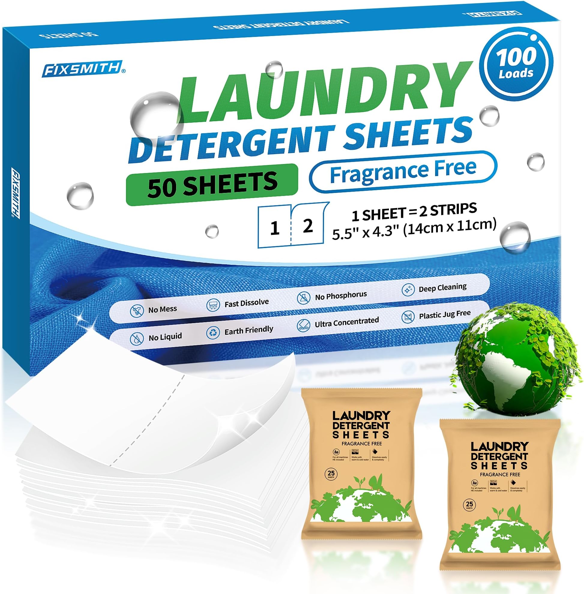 Amazon.com: FIXSMITH Laundry Detergent Sheets - 100 Loads (50 Sheets ...