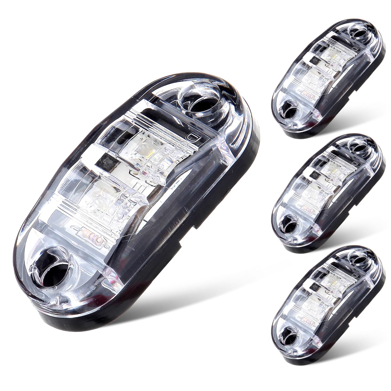 Clear Led Trailer Clearance Lights 6" Red Oval Marker/Tail/Stop/Turn