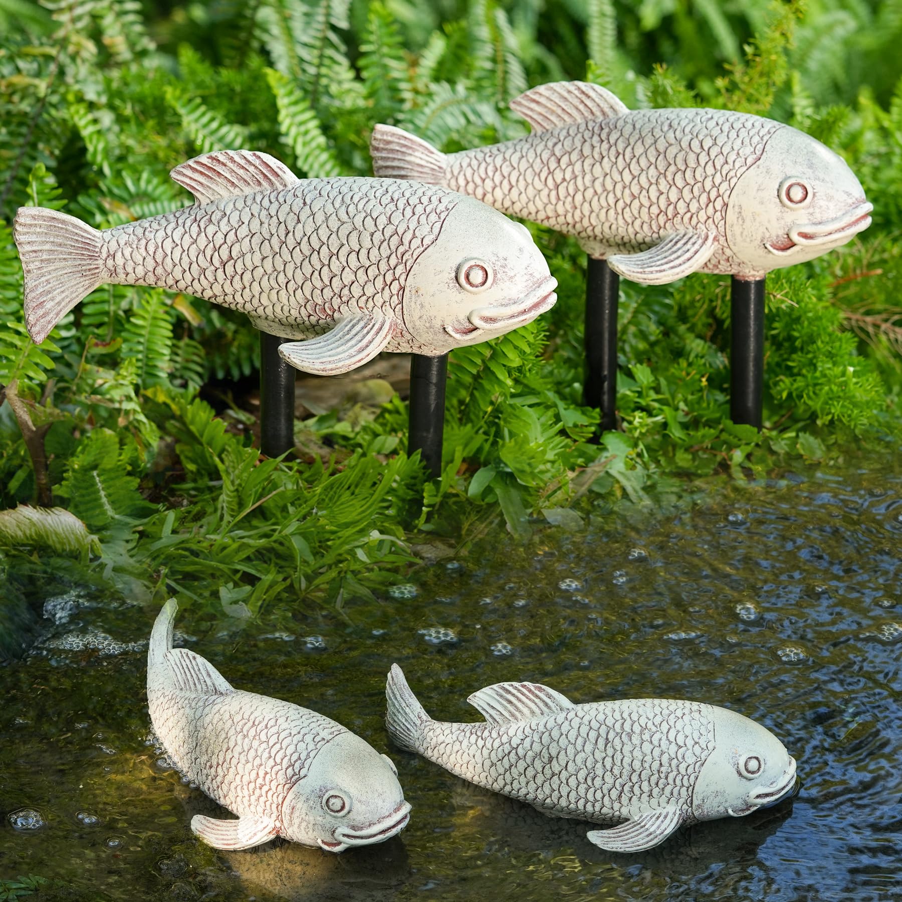 Snapklik.com : Set Of 2 Koi Fish Decor, Large Outdoor Garden Statues ...