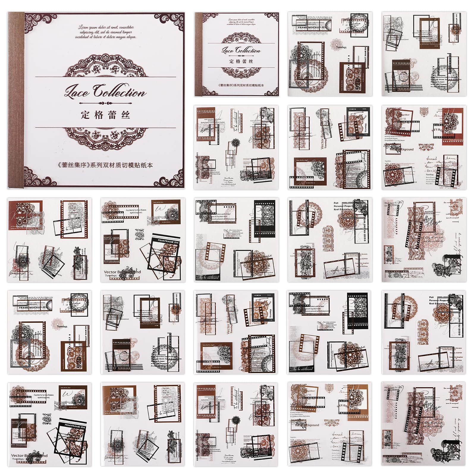 Amazon.com: 20 Sheets Vintage Scrapbook Stickers, Film Frame Deco ...