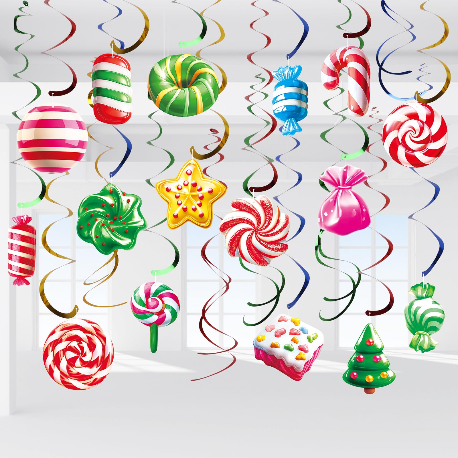 Amazon.com: JOFONY 16Pieces Candy Swirl Christmas Party Decorations ...