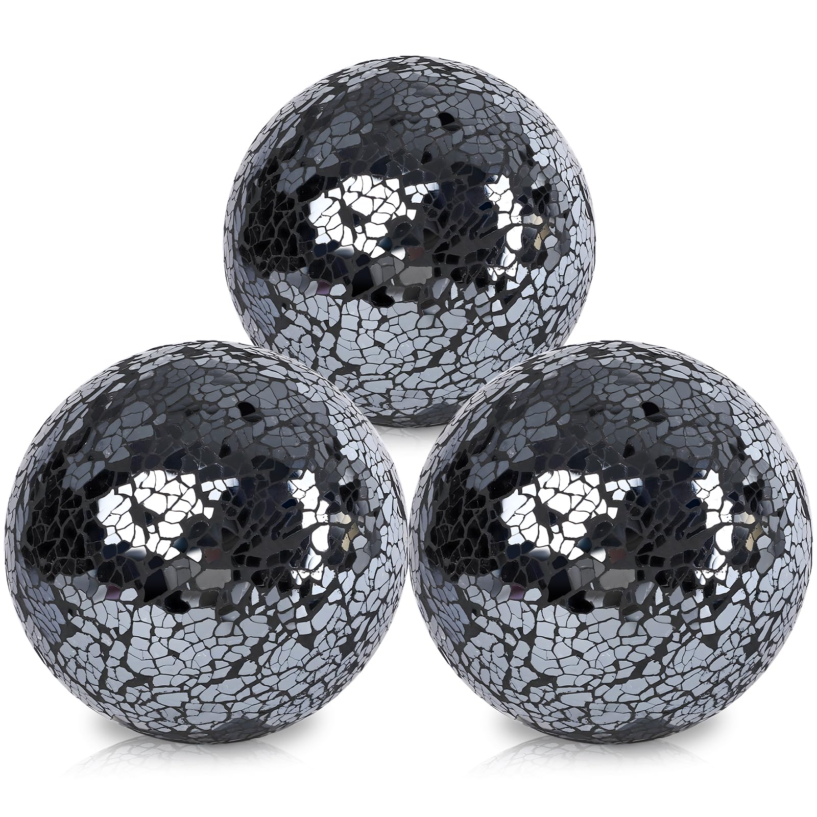 Amazon.com: JOHOUSE 3PCS Decorative Balls, 4inch Black Sparkle Mosaic ...