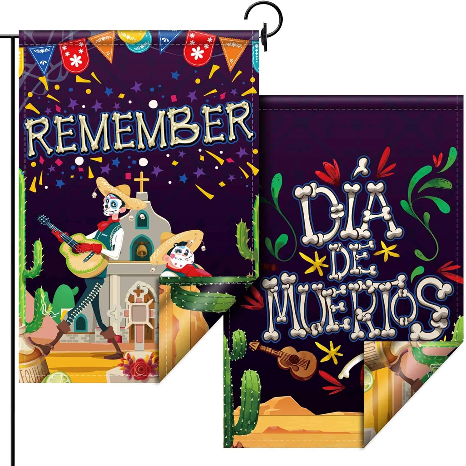 Amazon.com : Day of the Dead Flag Decoration Dia De Los Muertos Garden ...
