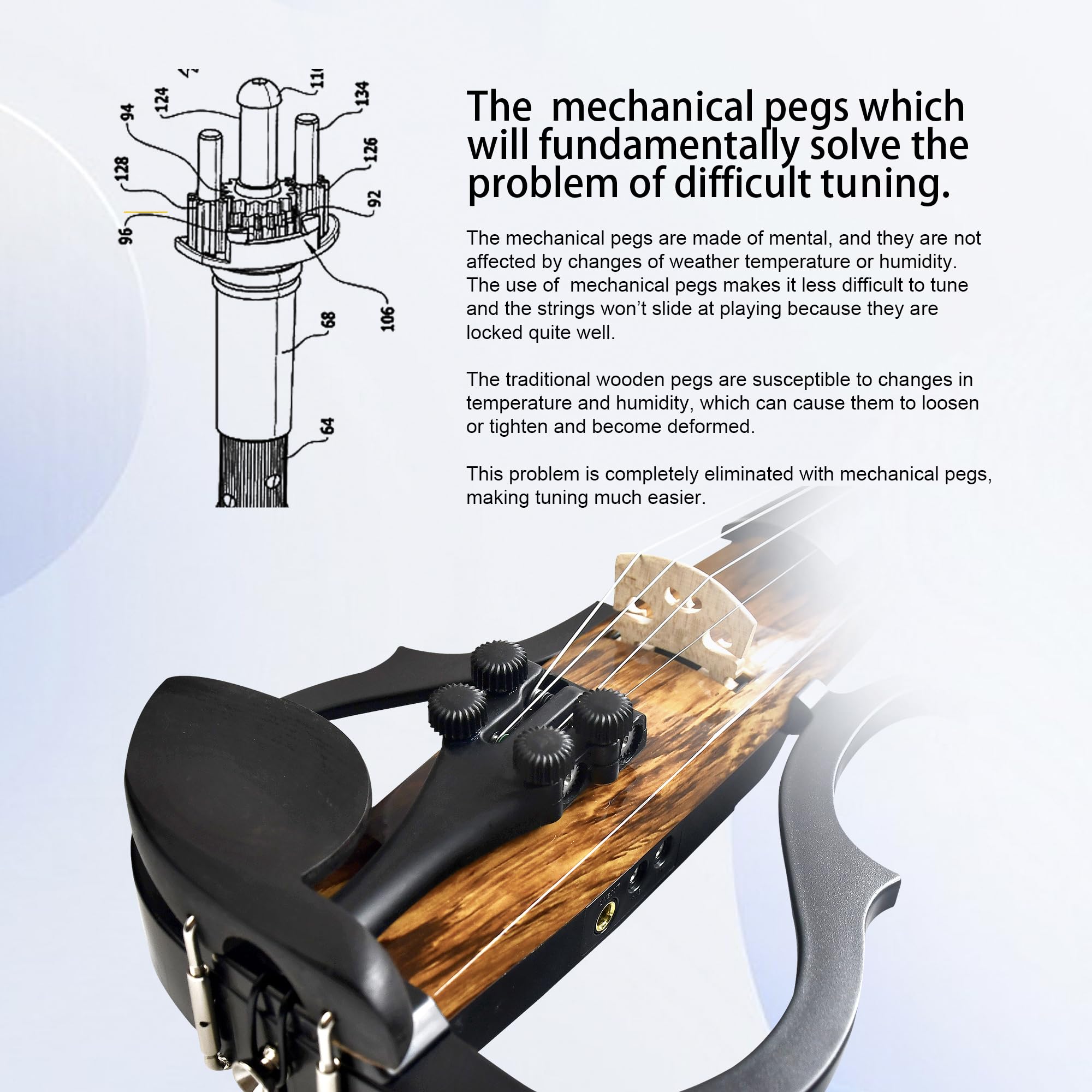 Snapklik.com : Premium Carbon Fiber Silent Electric Violin Full Size 4/ ...