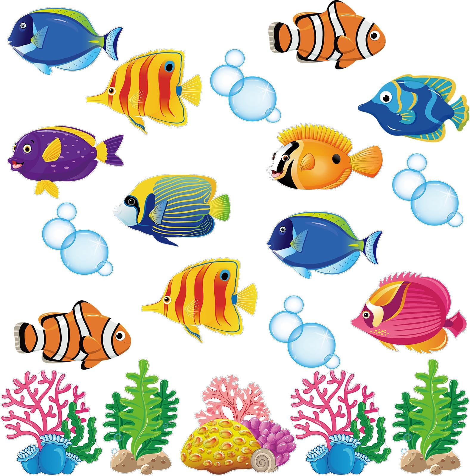 Amazon.com: Pajean 48 Pcs Sea Life Cut Outs Tropical Fish Cutouts Sea ...
