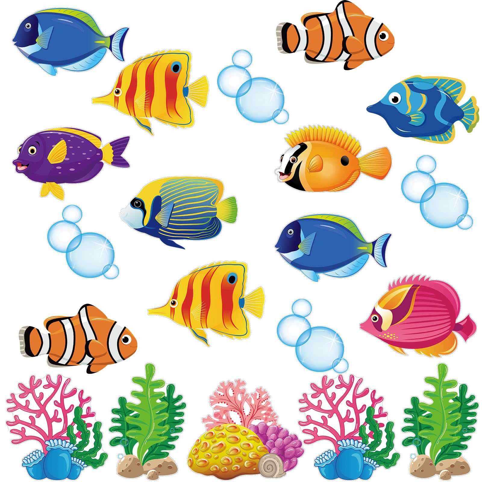 Amazon.com: Pajean 48 Pcs Sea Life Cut Outs Tropical Fish Cutouts Sea ...