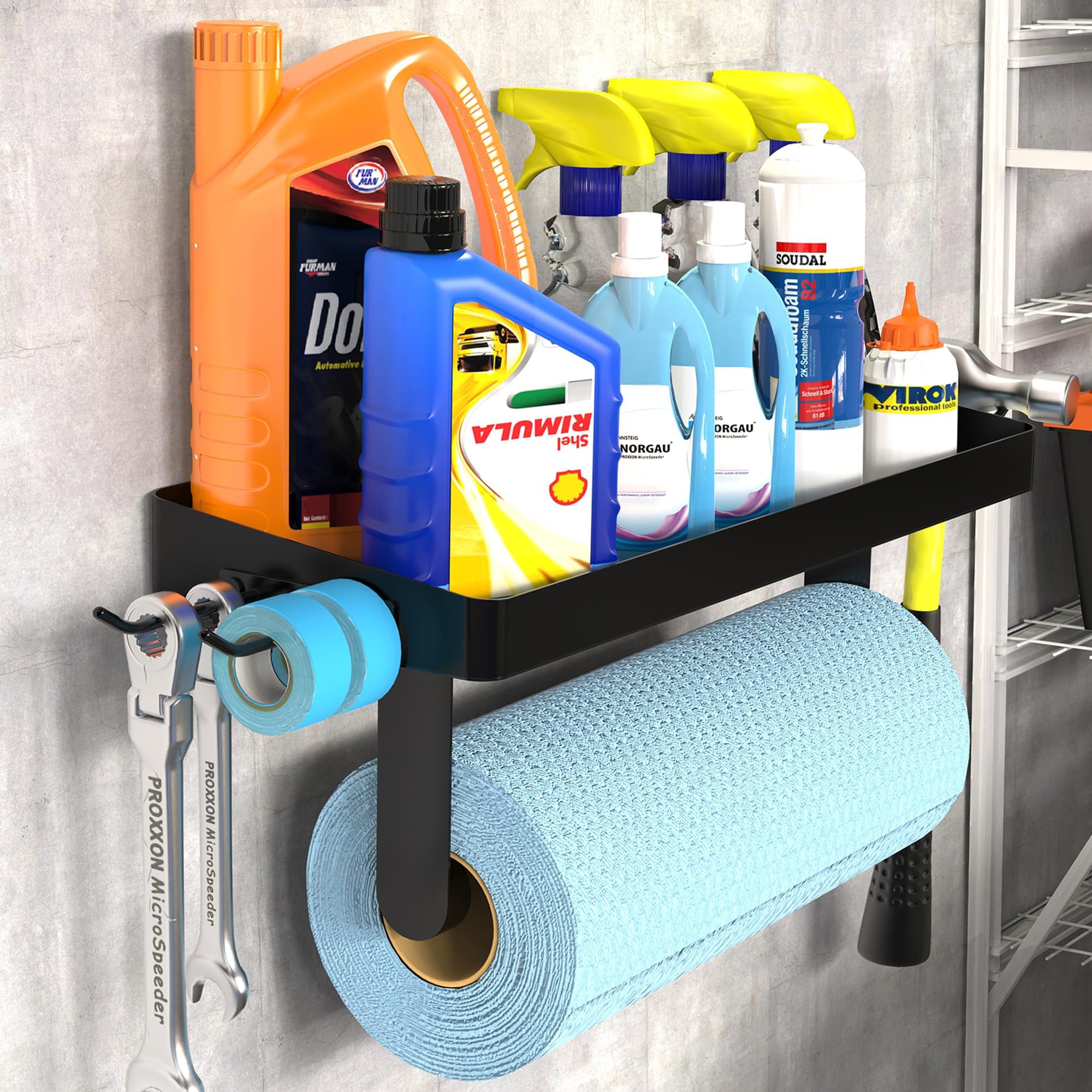 Amazon.com - Garage Paper Towel Holder - Wall Mount Shelf | Holds 50lbs ...