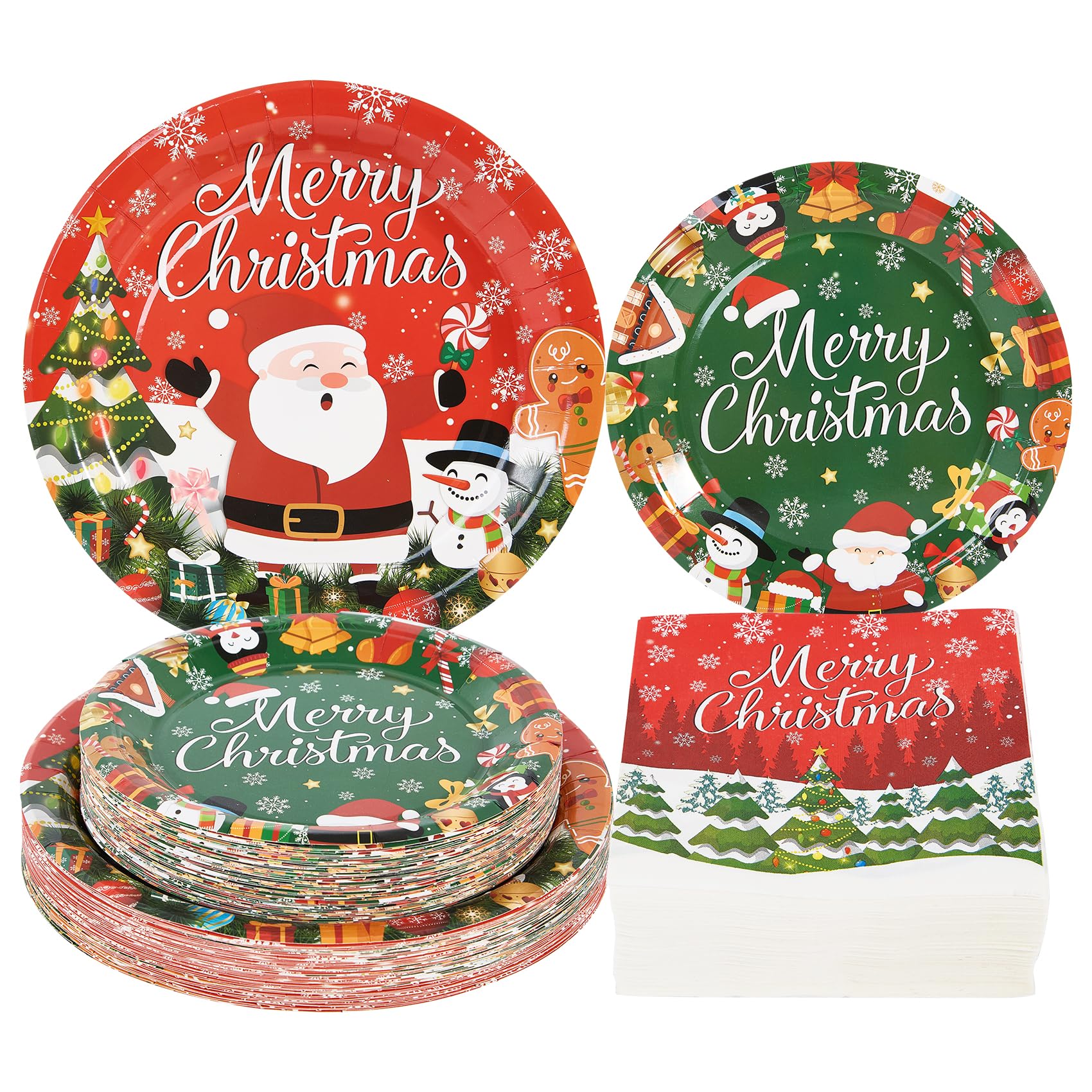 Amazon.com: Christmas Paper Plates and Napkins Sets, Christmas ...