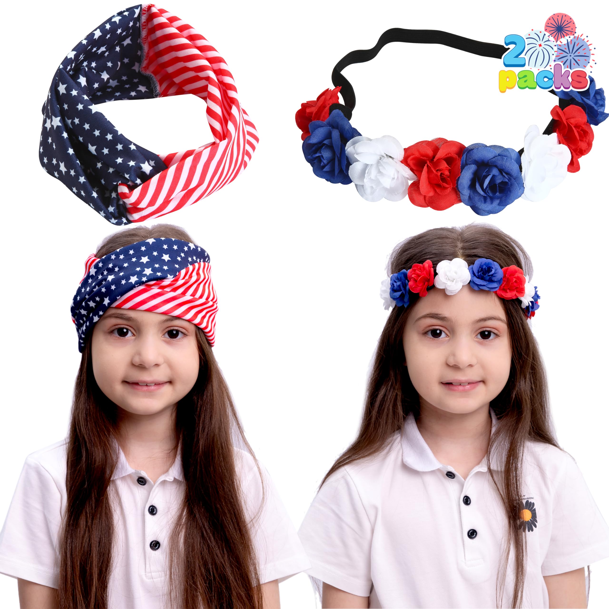 JOYIN Patriotic Accessories: American Flag Headband and Floral Headband ...