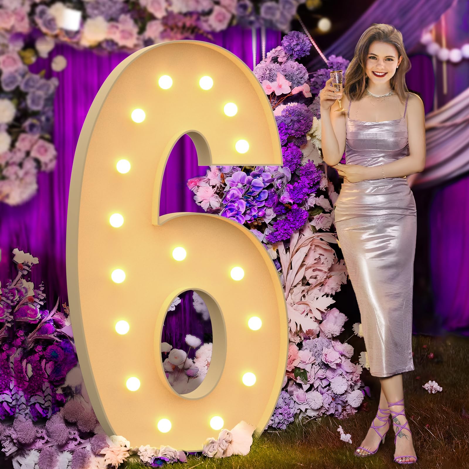 Snapklik.com : Tongjoy 5FT Marquee Light Up Numbers 6, Marquee Numbers ...