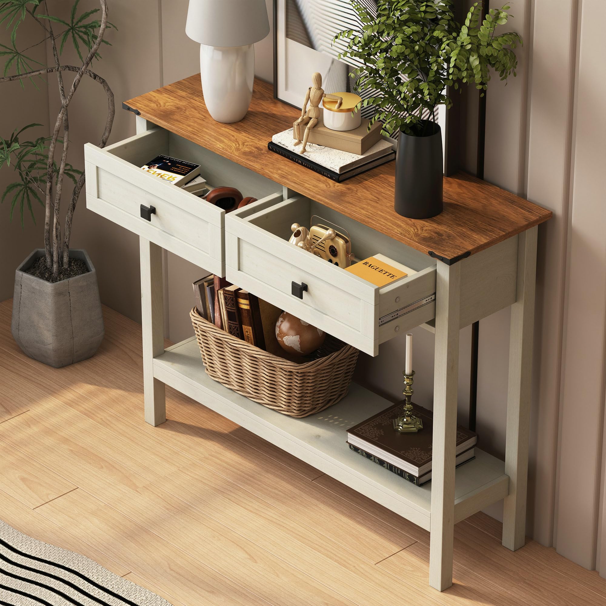 Amazon.com: LUMISOL Farmhouse Style Console Table with 2 Drawers and ...