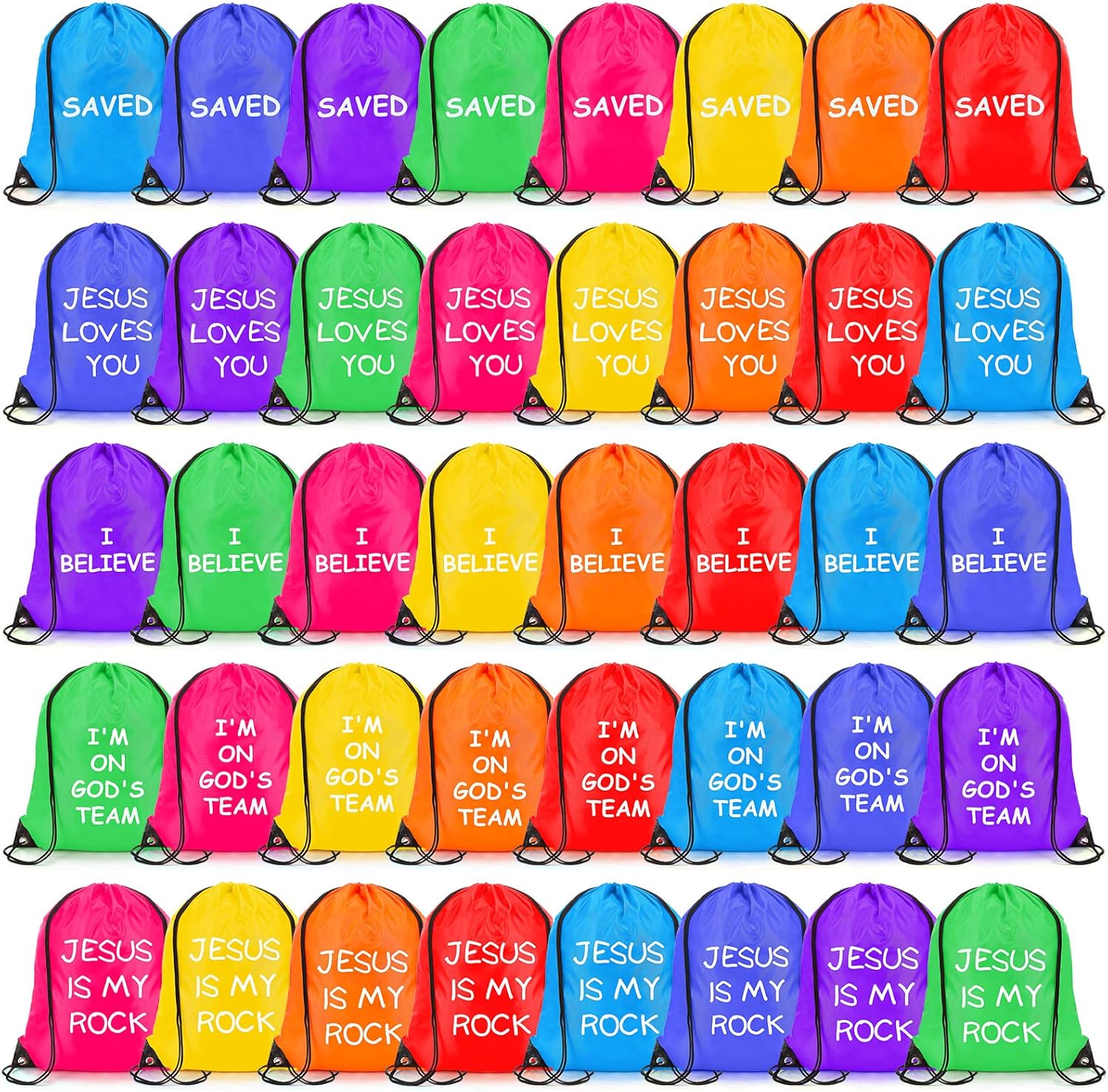 Amazon.com | LEIFIDE 40 Pcs Bible Verse Drawstring Backpack Bulk ...