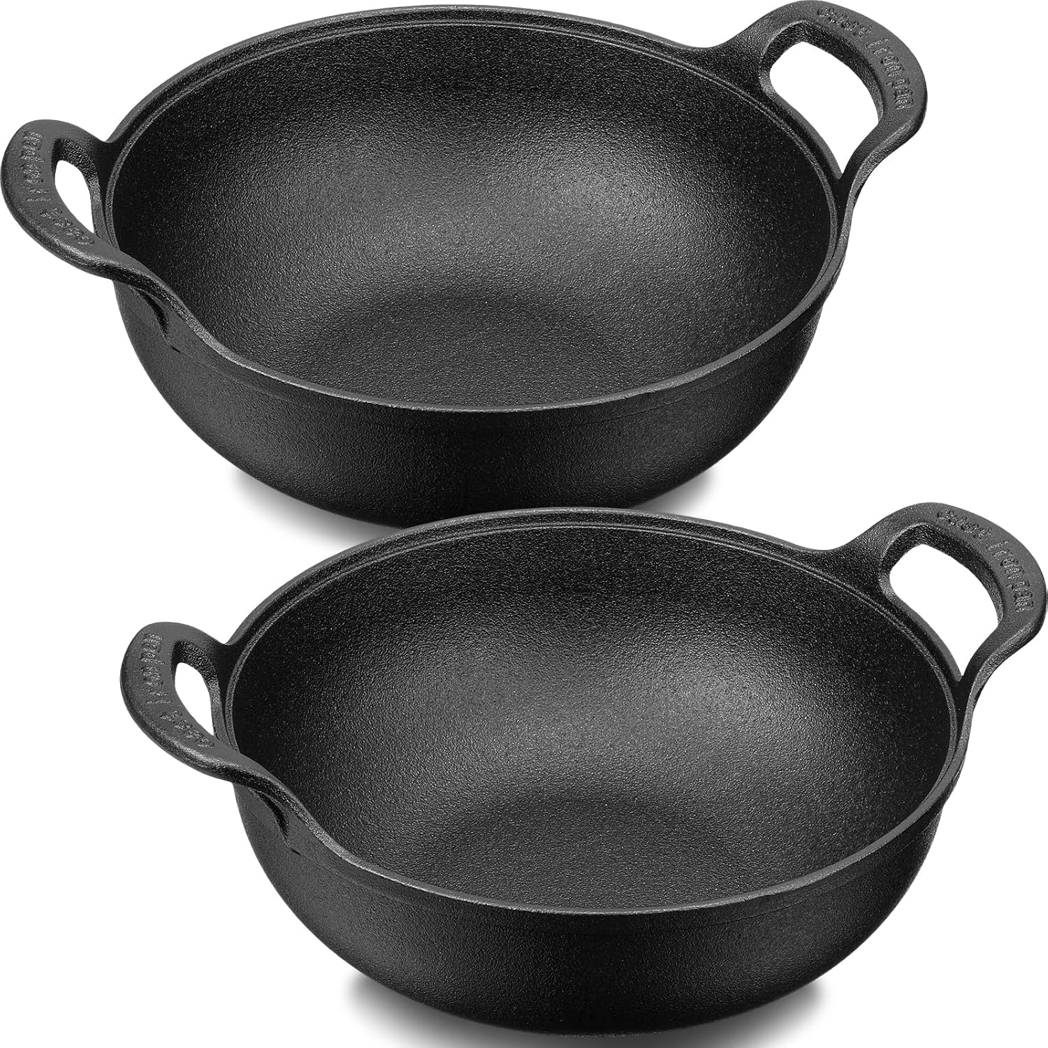 Amazon.com: Layhit 2 Sets Cast Iron Wok with Loop Handle 10 Inch Mini ...