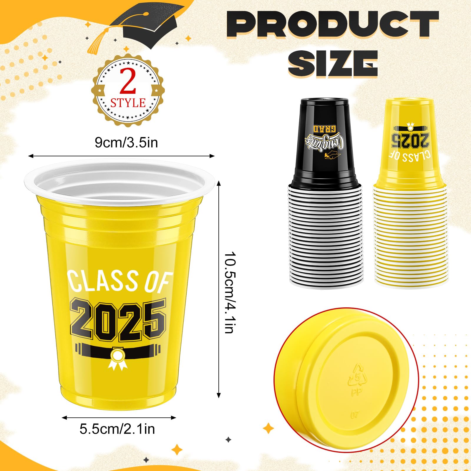 Snapklik.com : Sliner 60 Pieces Plastic Graduation Cups, 12oz ...
