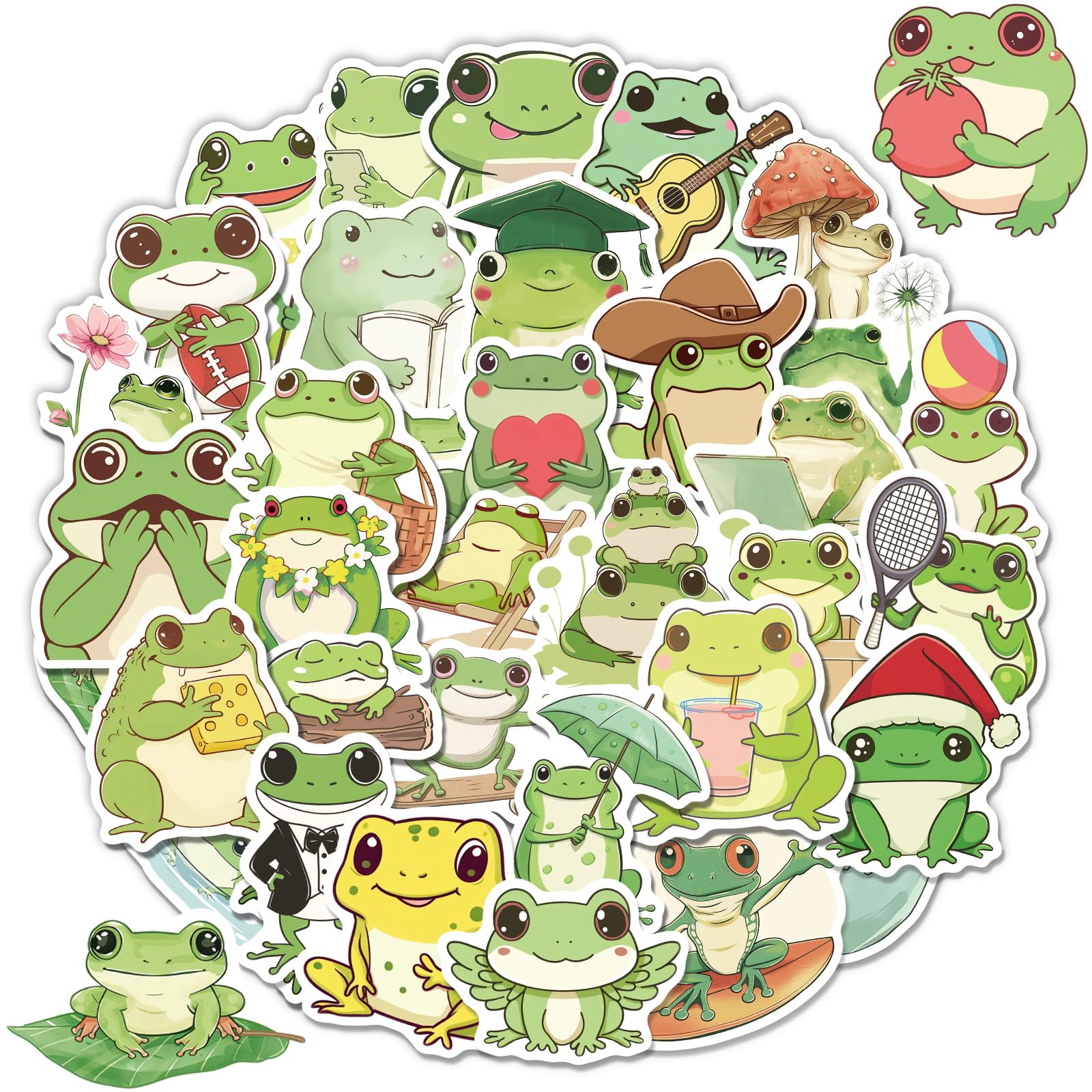 Amazon.com: 100 Pcs Frog Stickers, Cute Stickers for Kids Teens, Bulk ...