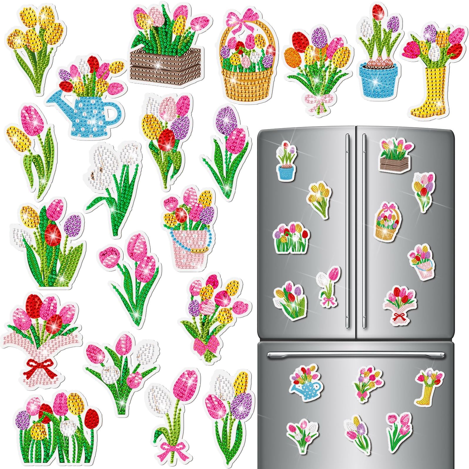 Amazon.com: Umigy 20 Pcs Animal Diamond Magnets Painting Cute Fridge ...