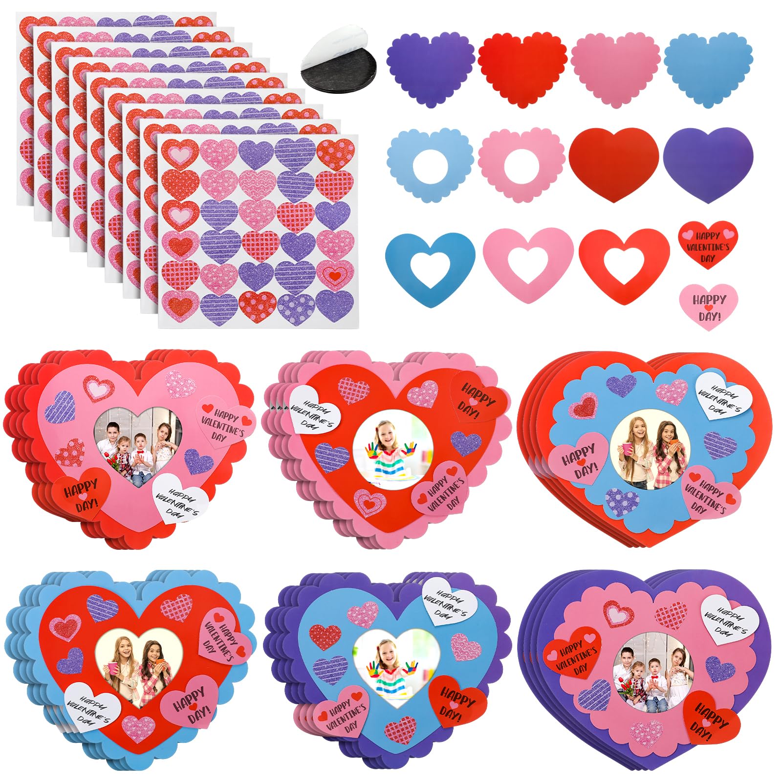 Snapklik.com : 24 Pack Valentine Picture Frame Craft Kits For Kids ...